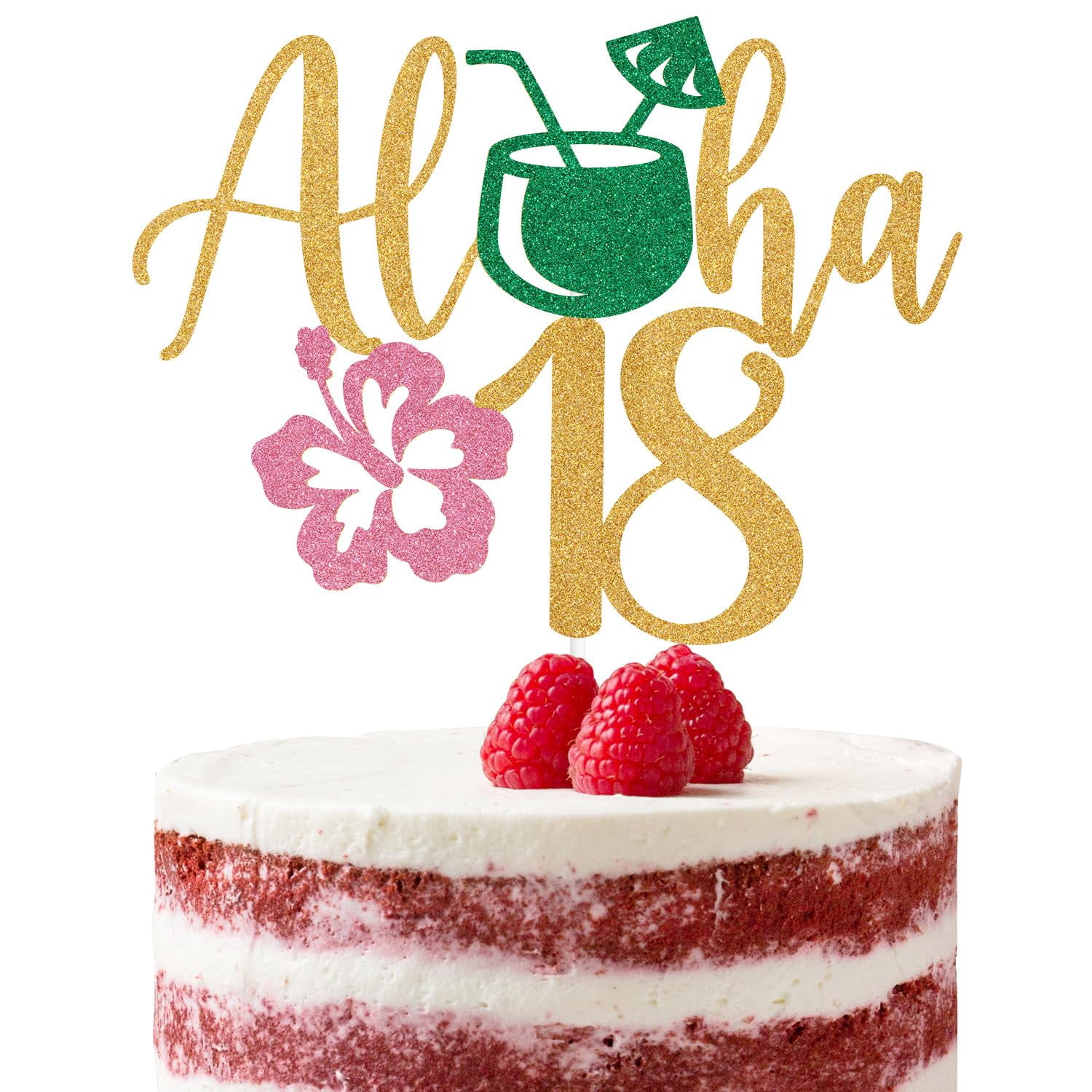 GJdundun Aloha 18 Cake Topper, Cheers KKS1 to 18 Years, Time to Adult ...