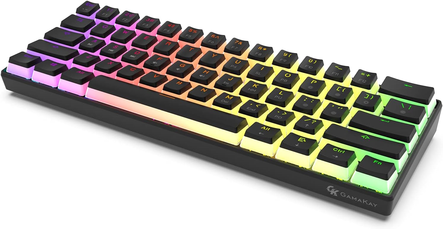 GK GAMAKAY MK61 RGB Pudding Keyboard, 61 Keys Gateron Optical Switch ...