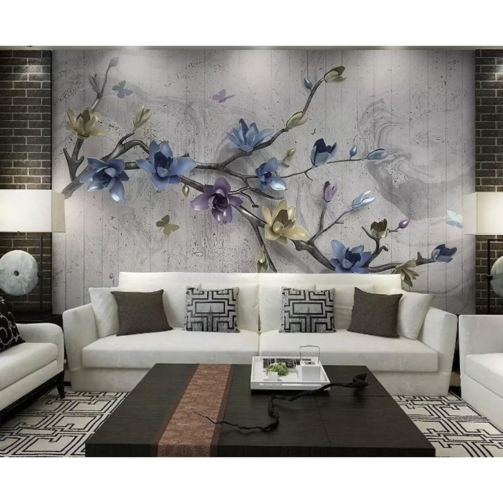 GK Wall Design 3D Dark Floral Magnolia Blossom Classic Removable ...