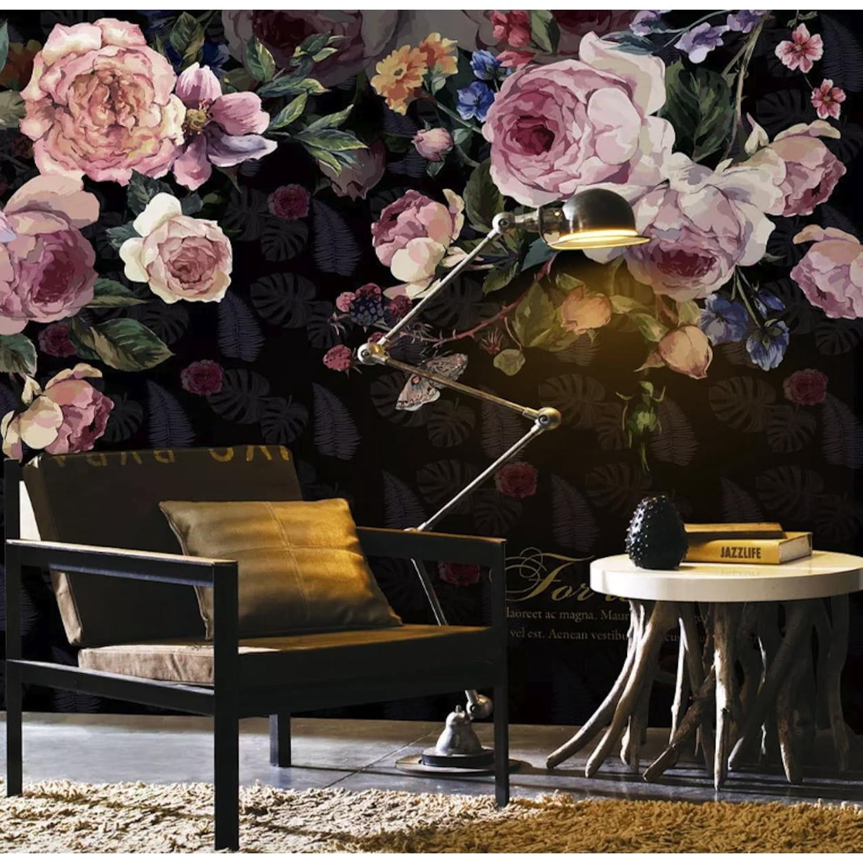 GK Wall Design Dark Vintage Pink Floral Feather Pattern Wallpaper H:49 ...