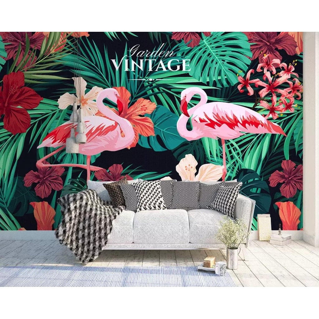 GK Wall Design Flamingo Tropical Leaf Mirabilis Wallpaper H:35" x W:55 ...