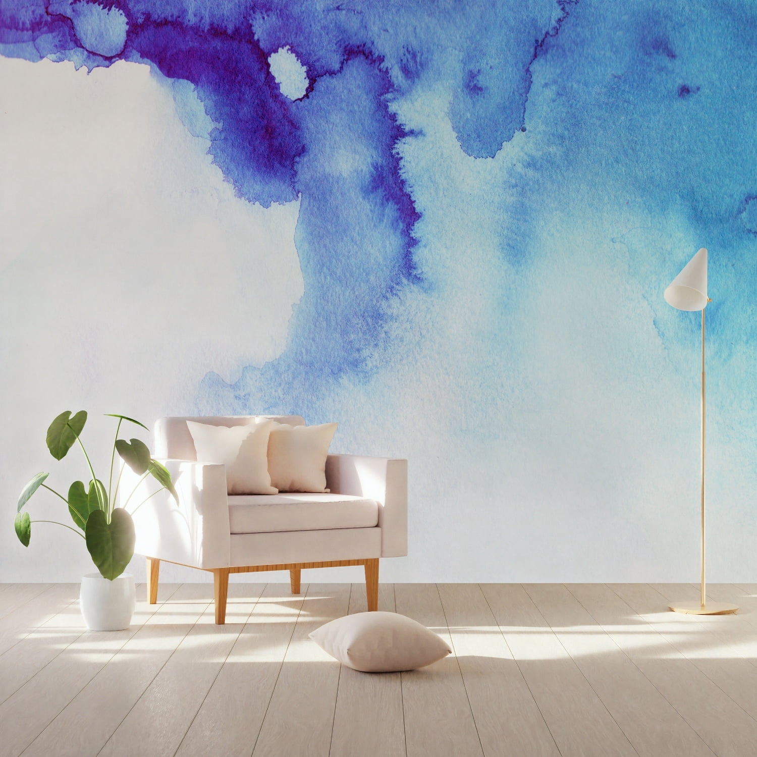 GK Wall Design Smoke Nordic Abstract Paint Blue Fog Removable Wallpaper ...