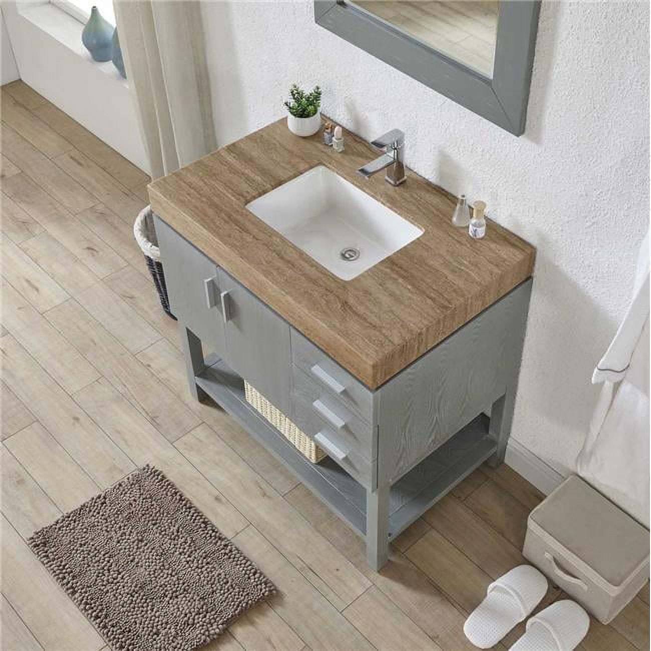 GK36S-113E-T 36 in. Ellana Grey OakSingle Vanity with Wide Line Counter ...