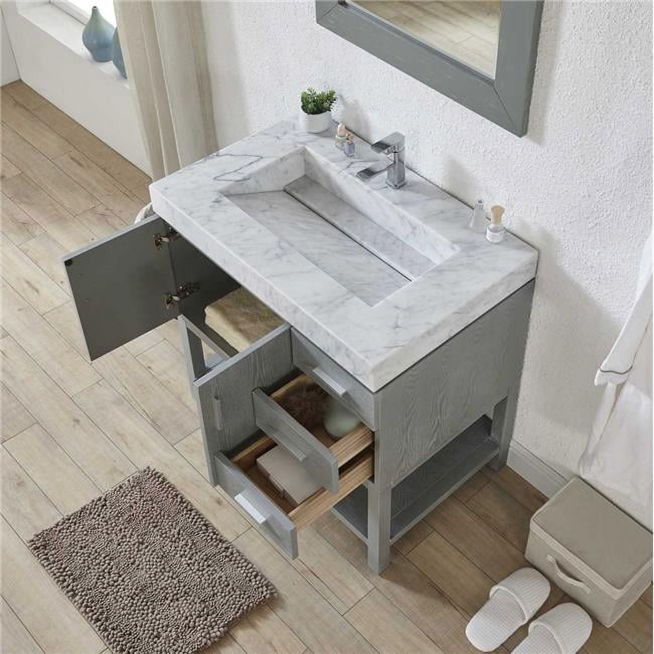 GK36S-113E-WMR 36 in. Ellana Grey Oak Single Vanity with Ramp Style ...