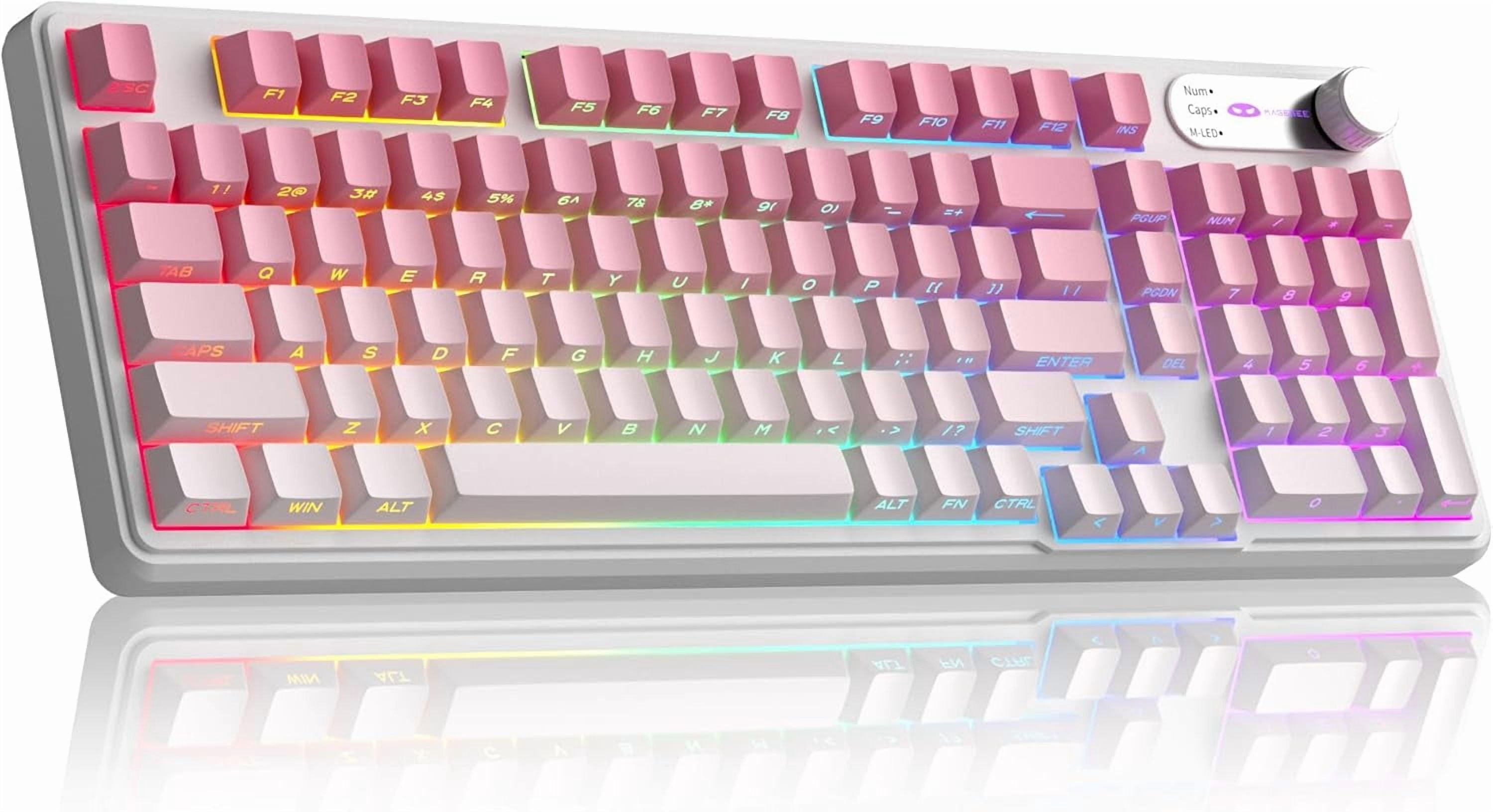 GK960 Gaming Keyboard, Tri-Mode Wired/BT/2.4G Creamy Keyboard with ...