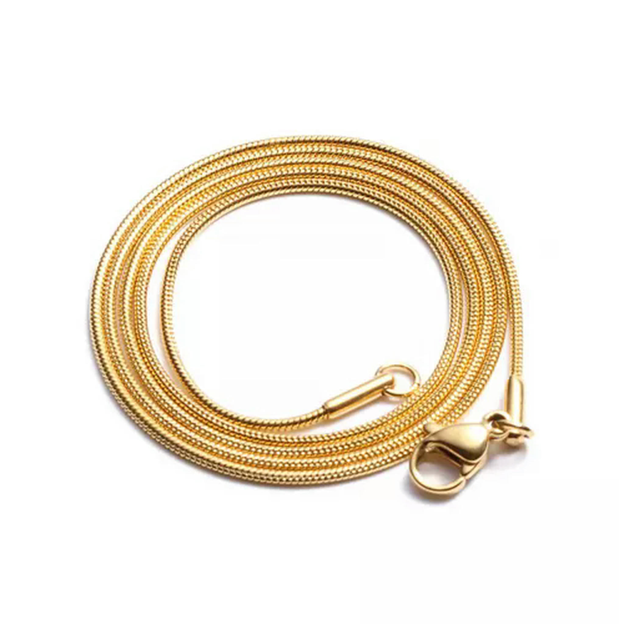GKNET 0.9-2mm Women Men 18K Gold Plated Stainless Steel Round Snake ...