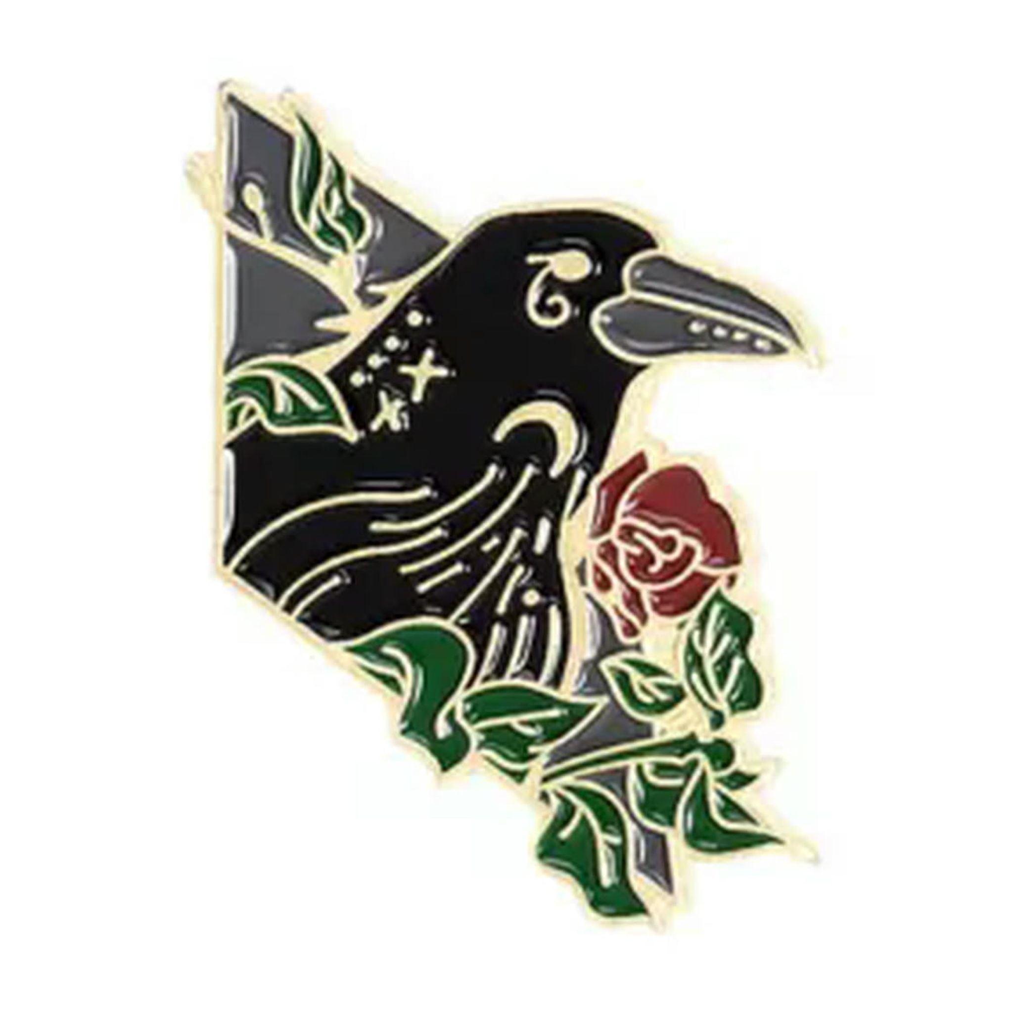 GKNET 1 PC Crow Raven Enamel Pins Punk Bird Brooches Feather Lapel ...