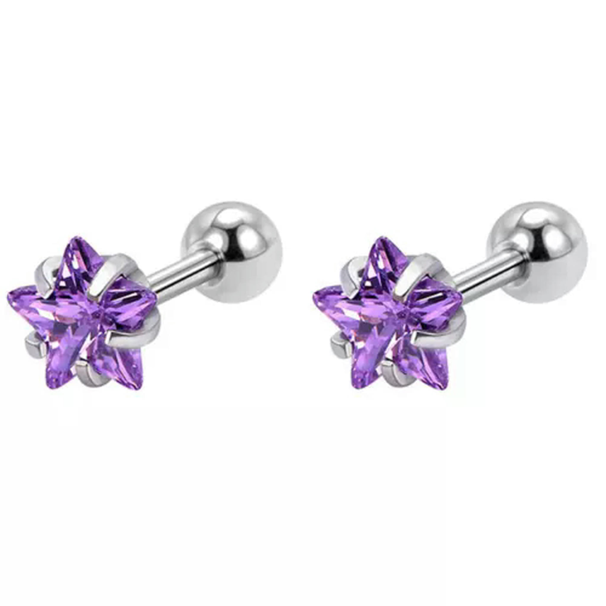 GKNET 1 Pair 4mm Multicolor Crystal Stud Earrings for Women Ear Bone ...