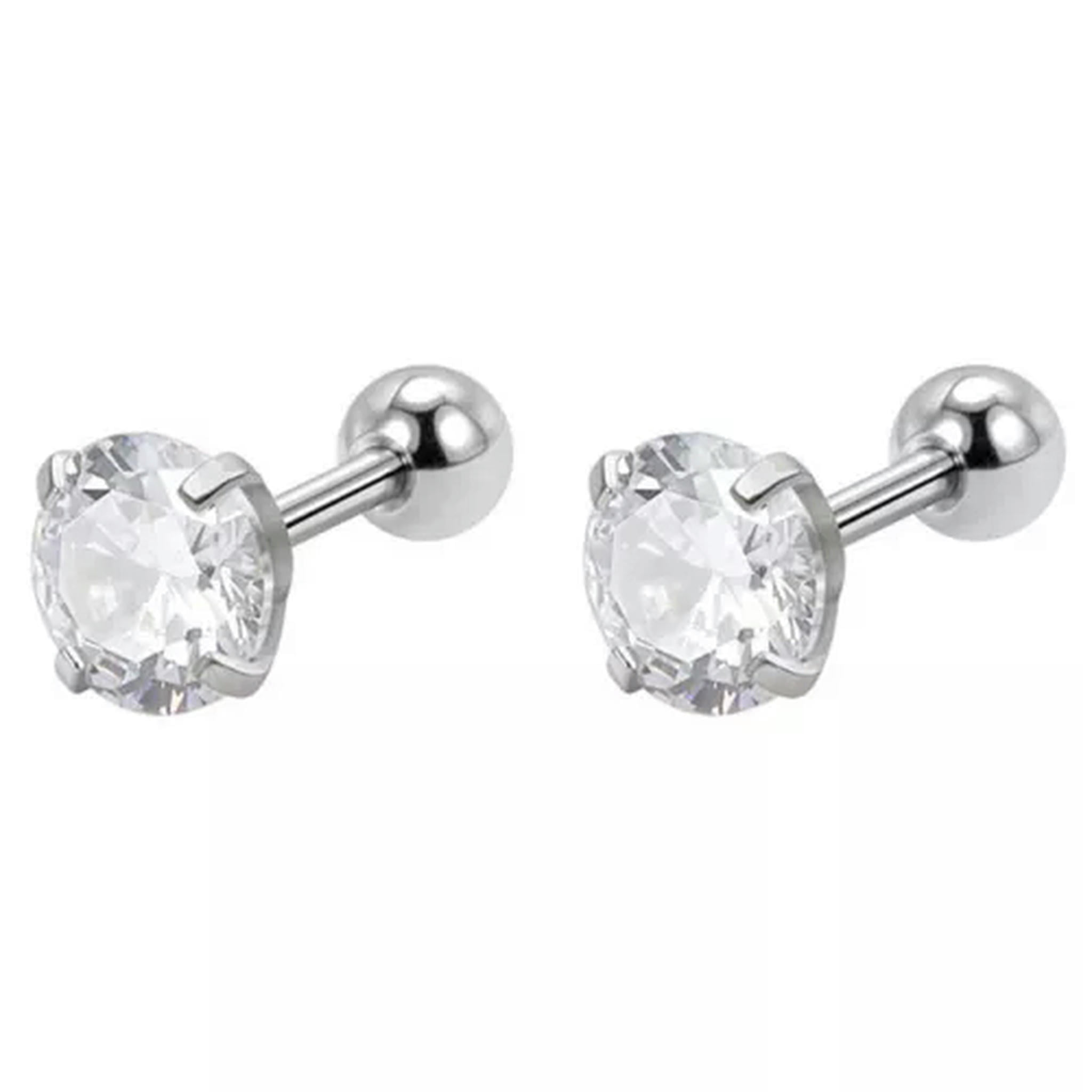 GKNET 1 Pair 4mm Multicolor Crystal Stud Earrings for Women Ear Bone ...