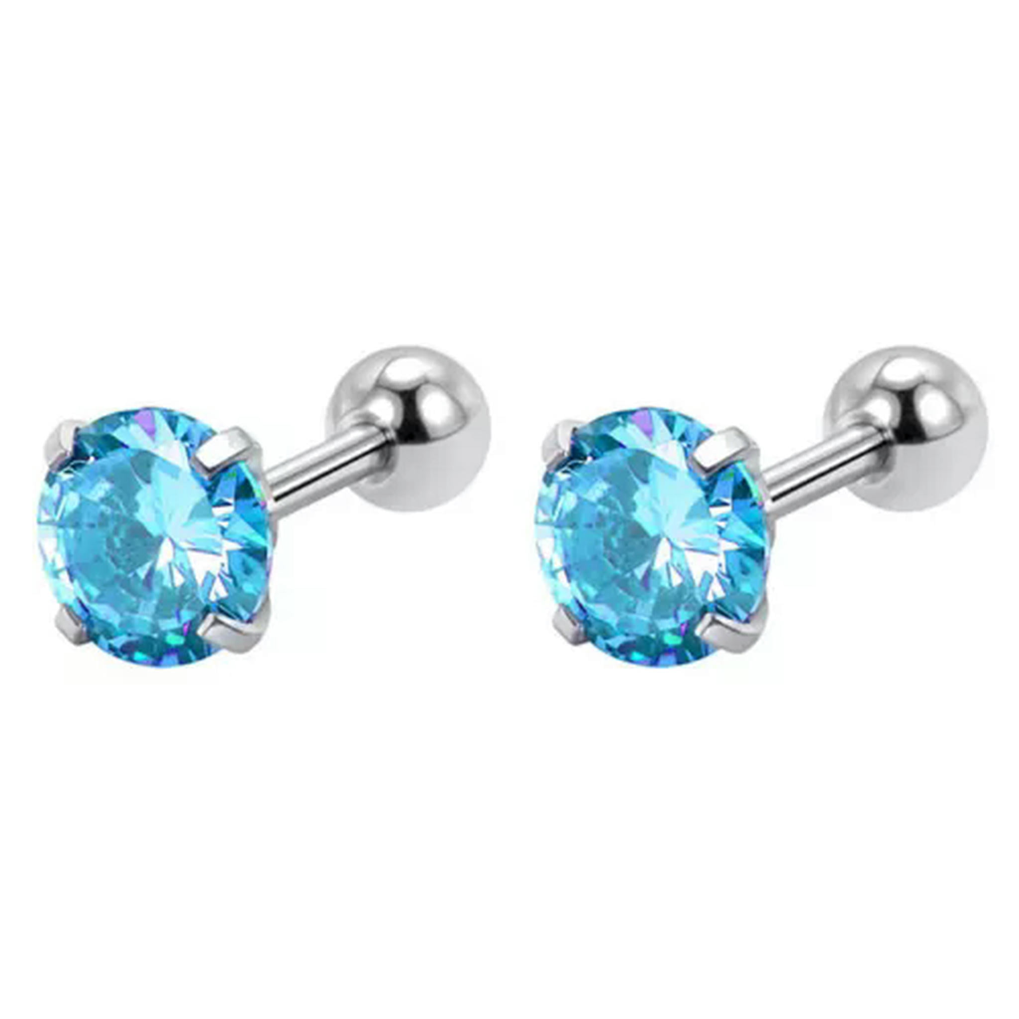 GKNET 1 Pair 4mm Multicolor Crystal Stud Earrings for Women Ear Bone ...