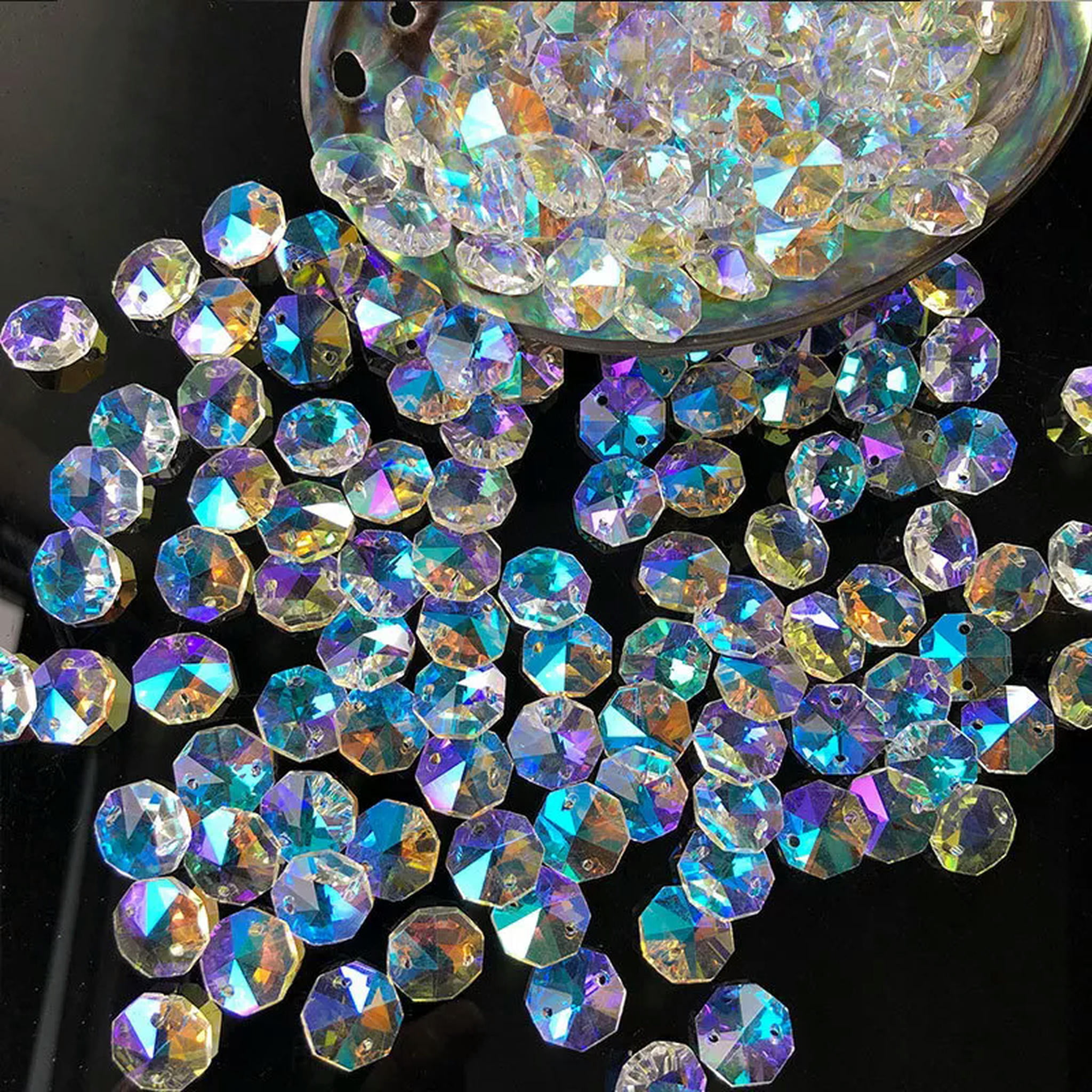 GKNET 100PC AB Aurora Octagonal Bead Crystal Rainbow Maker Section ...