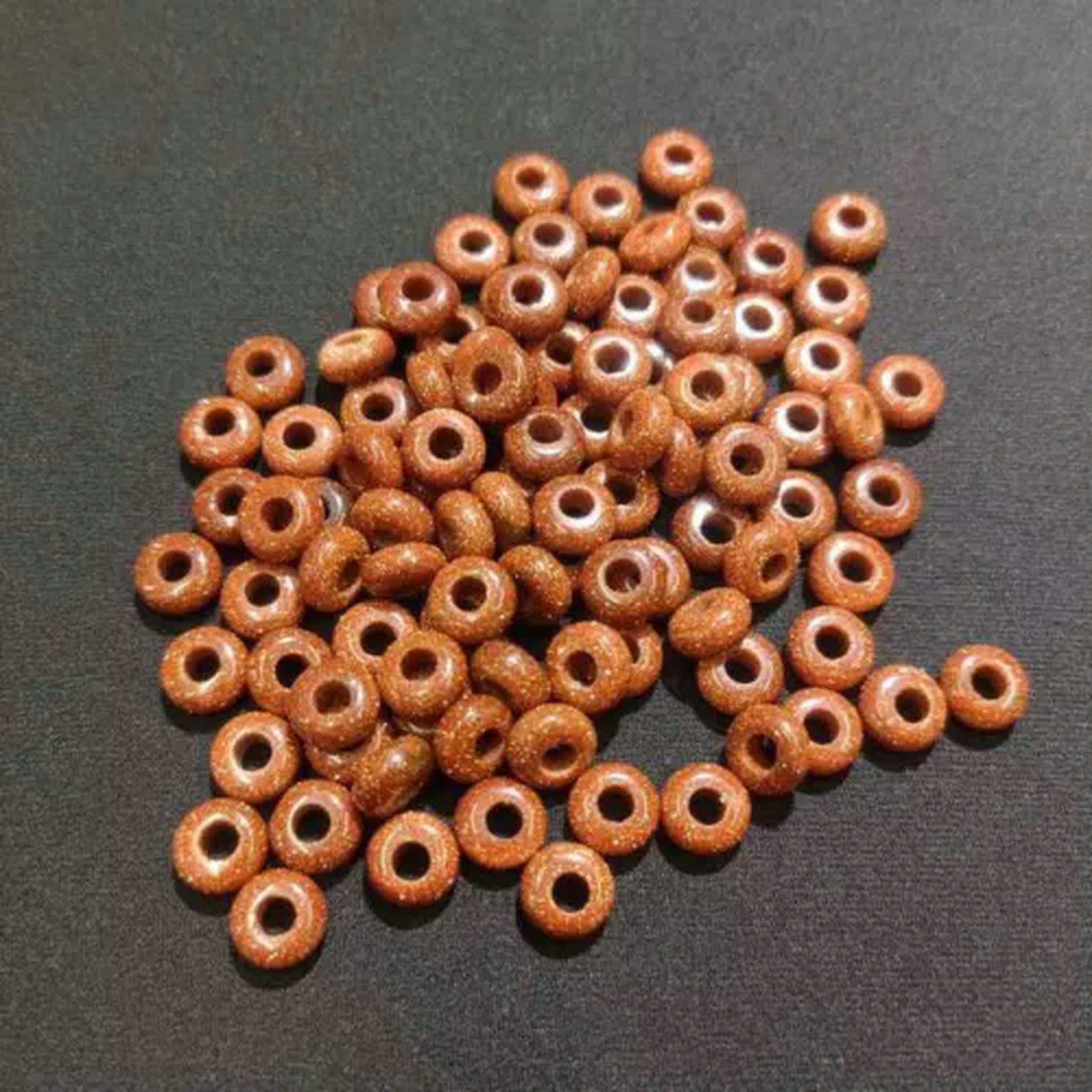 GKNET 100PCS Wholesale Natural Gold Sand Stone Beads Abacus Big Hole ...