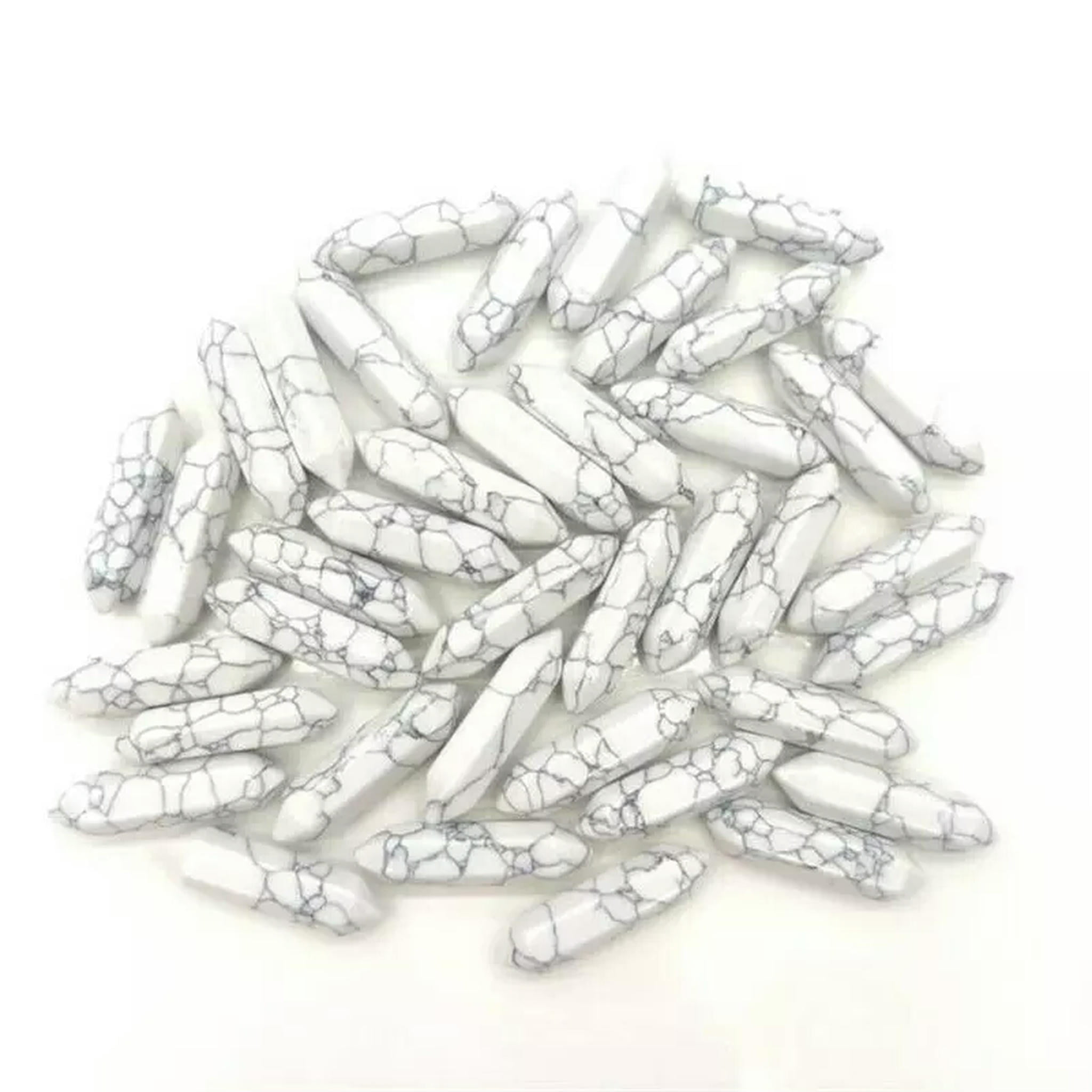 GKNET 100pc Artificial White Turquoise Stone Hexagonal Pointed Pendant ...