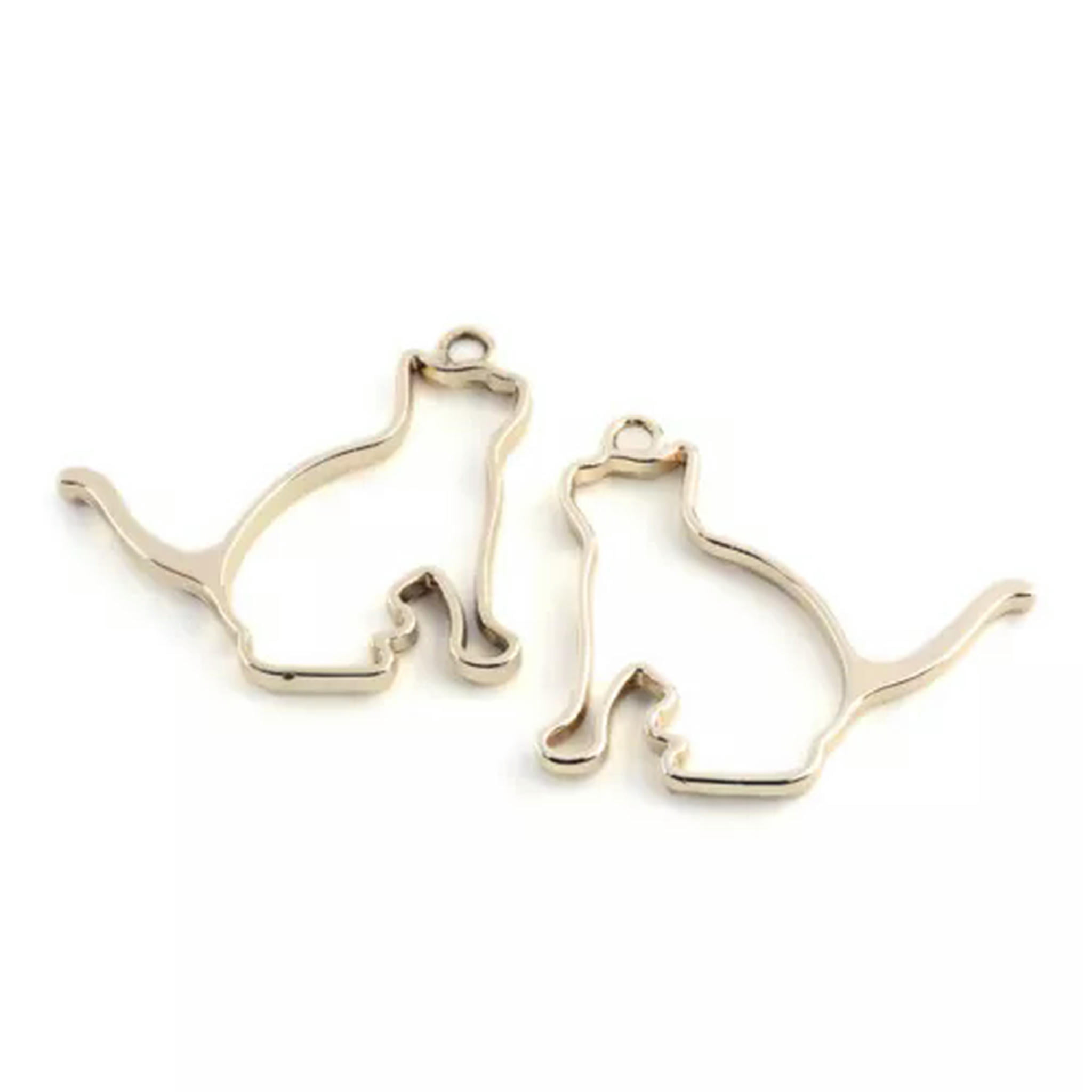 GKNET 10X Rack Plating Open Back Bezel Pendants Hollow Charms Pressed ...