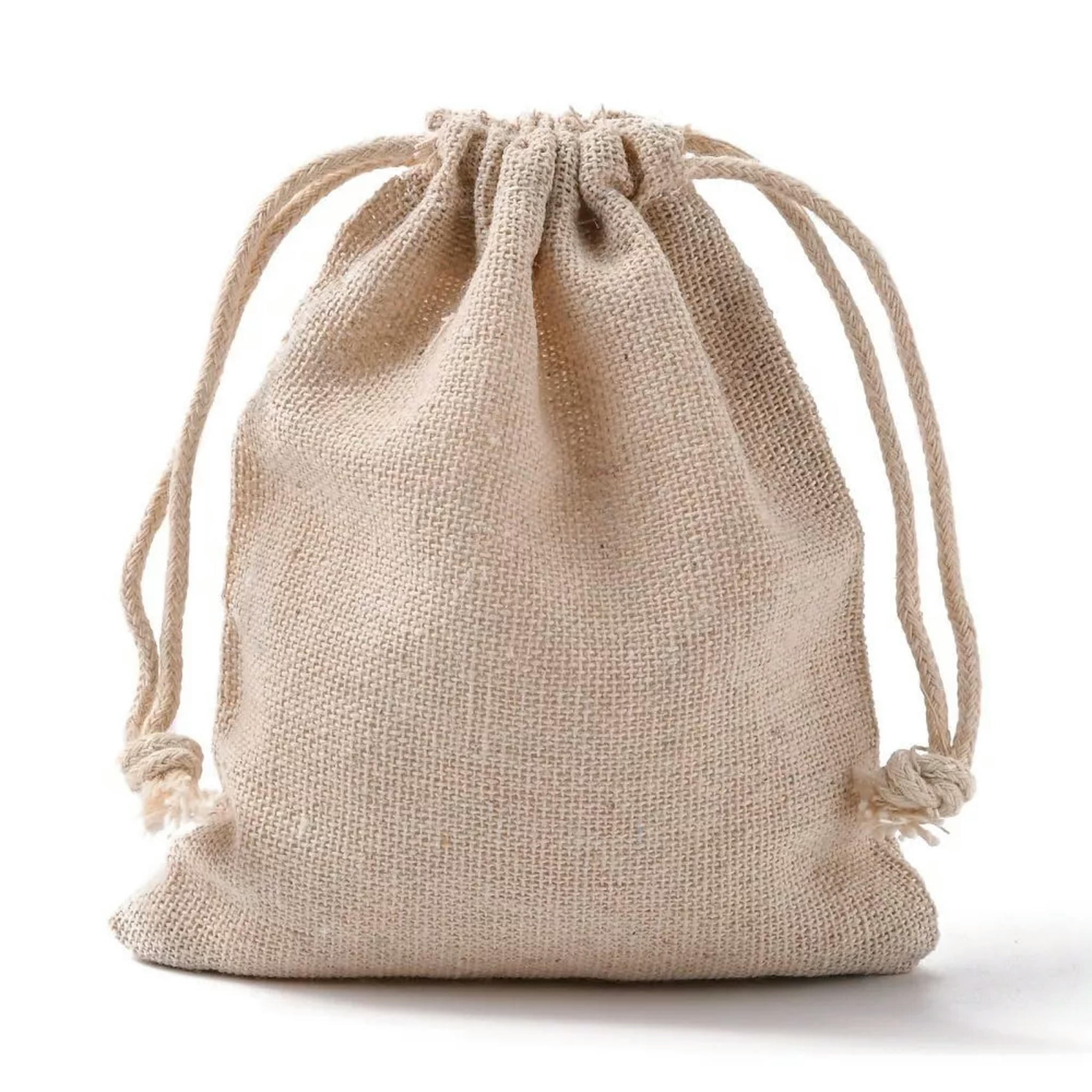 GKNET 10pcs Burlap Packing Pouches Drawstring Cotton Storage Bags Wheat ...