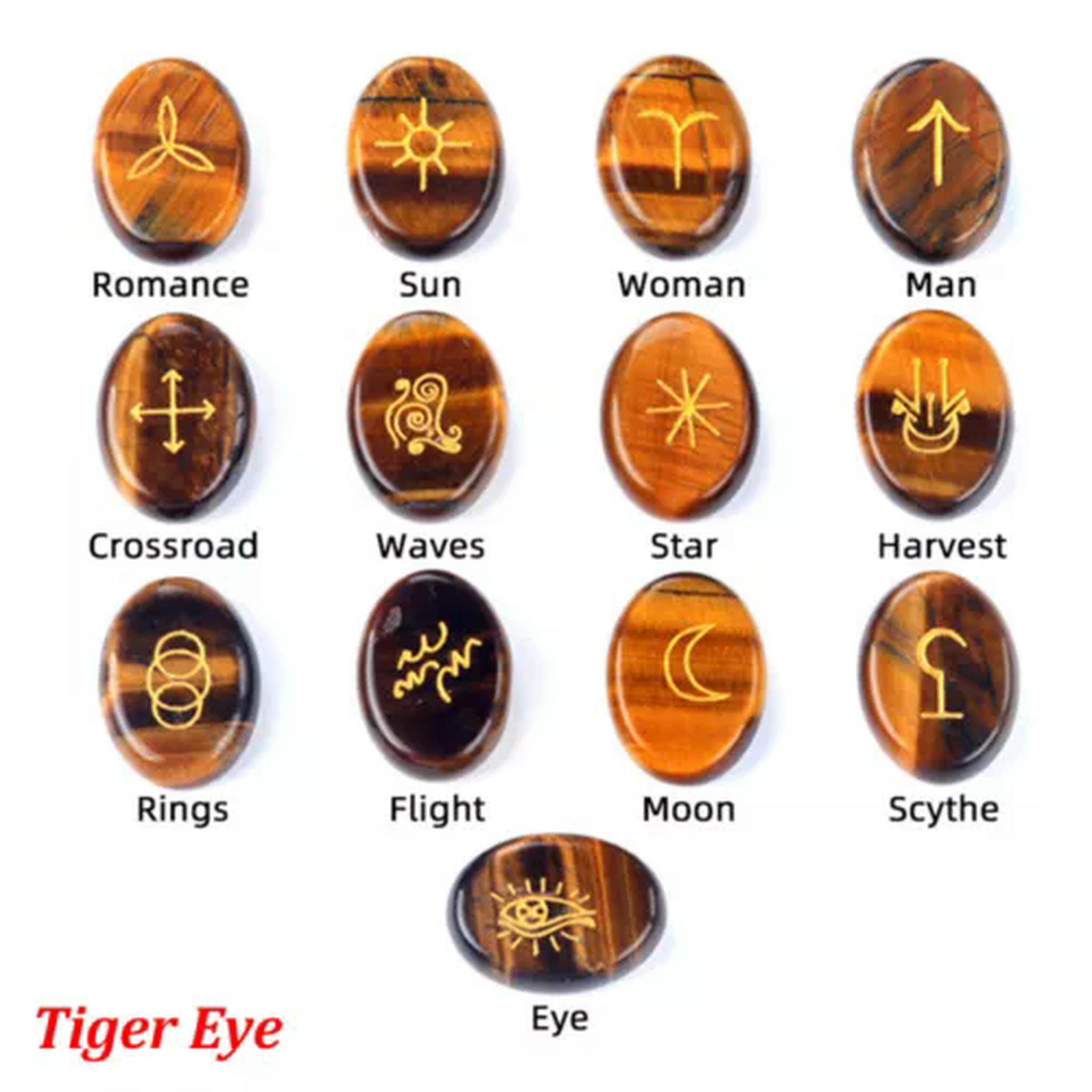 GKNET 13PCS Crystal Witches Runes Stone Set Engraved Rune Symbol ...