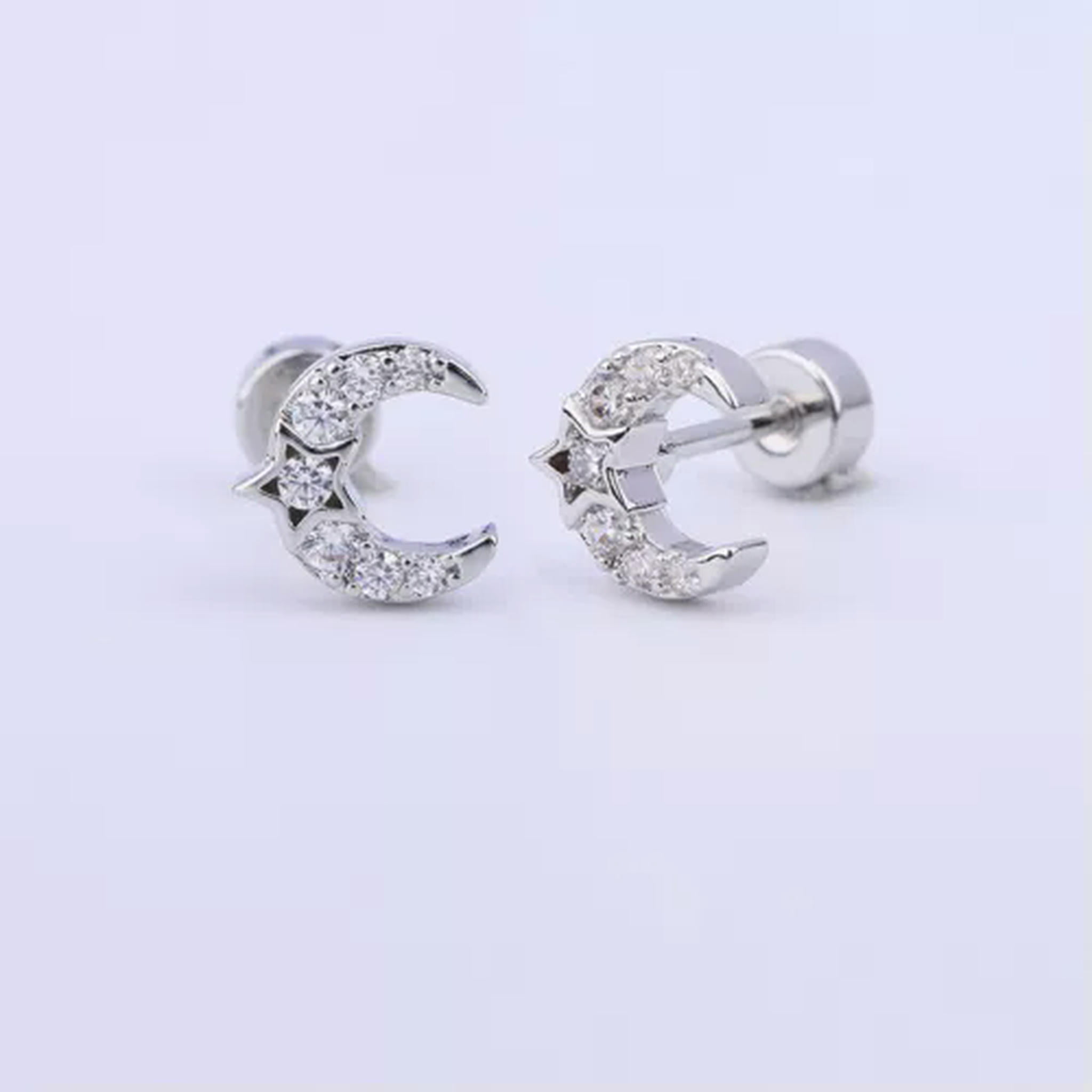 GKNET 1PC Creativity Moon Planet Zircon Ear Bone Nail Gentleness ...