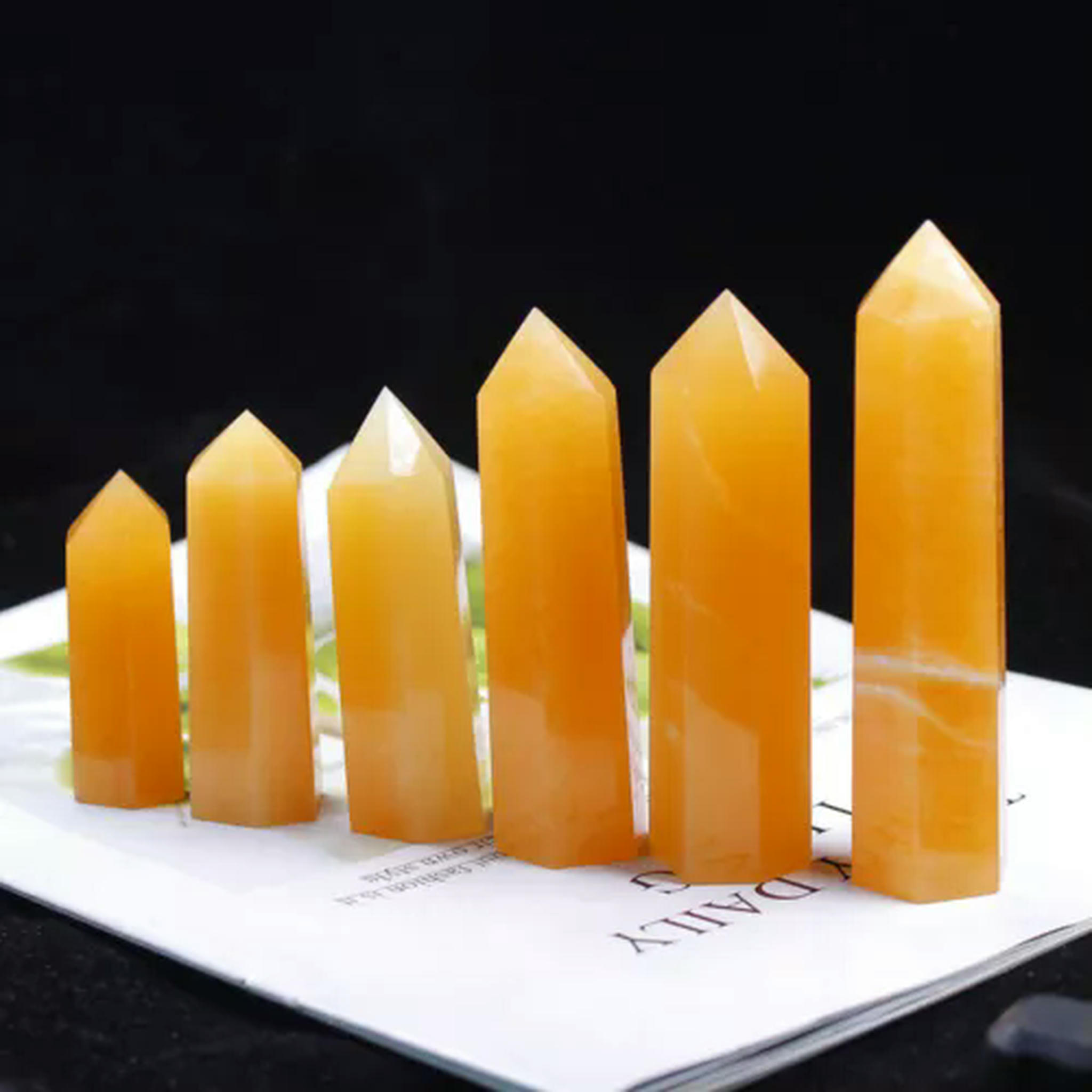 GKNET 1x Natural Fancy Calcite Crystal Point Golden Steatite Stone ...