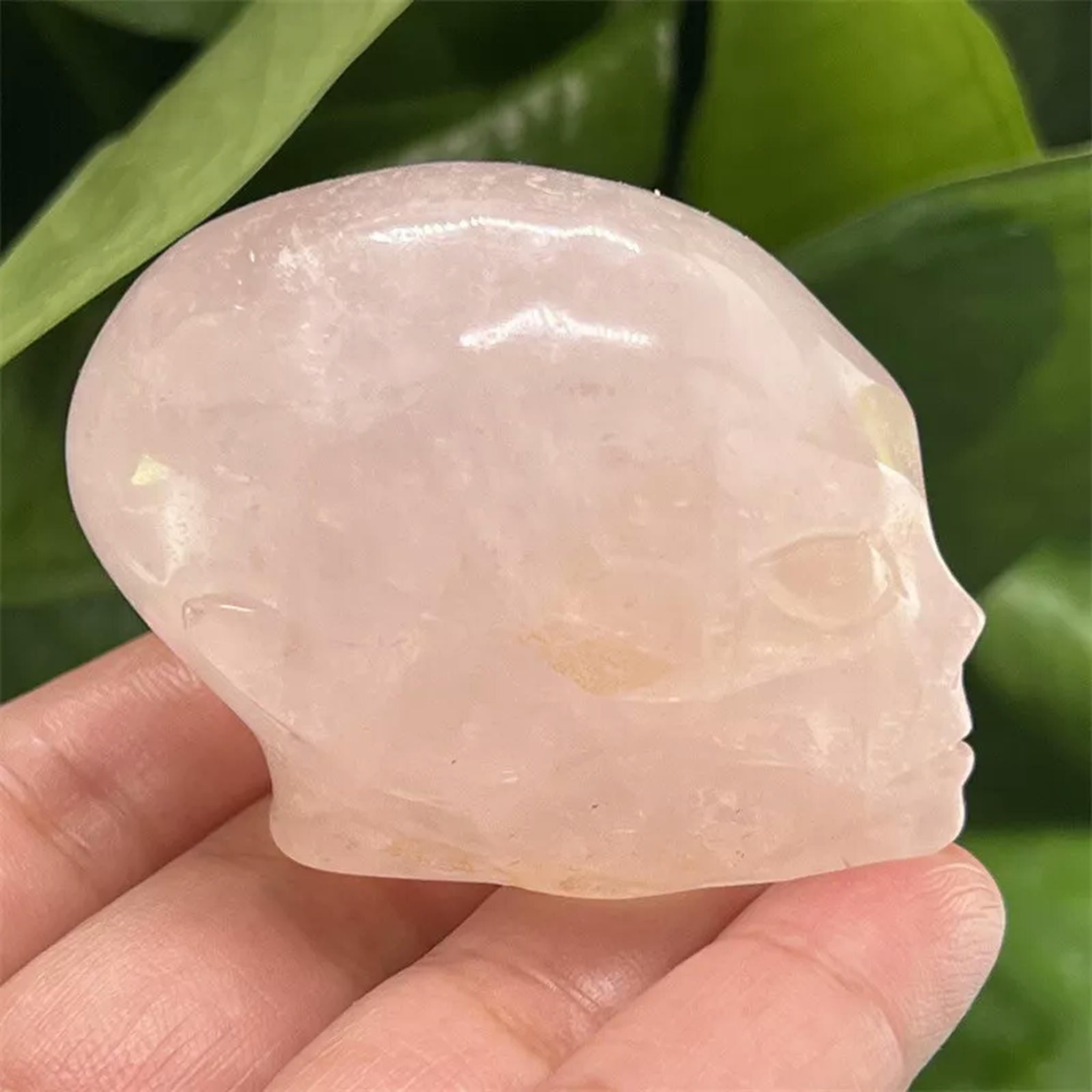 GKNET 2" Carved Natural rose quartz alien skull Quartz Crystal Skull ...
