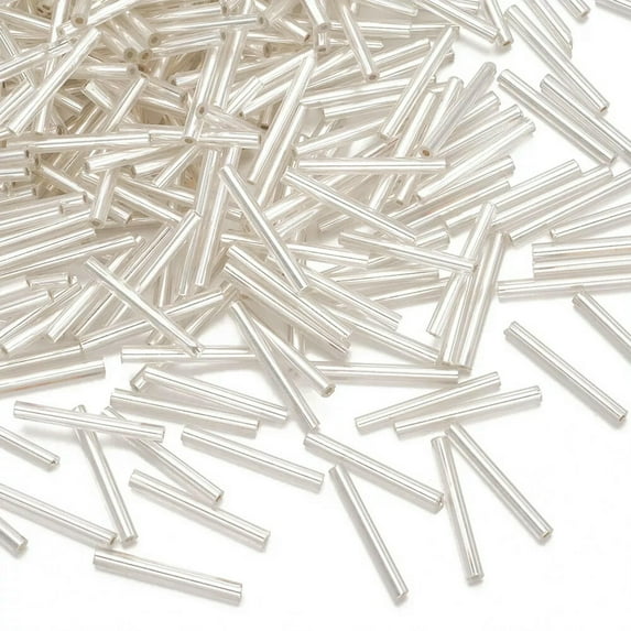 GKNET 2000pcs Silver Lined Glass Bugle Beads Transparent Tube Spacer ...