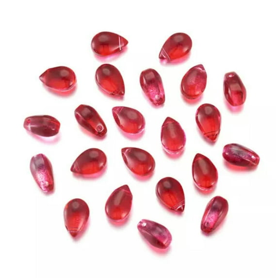 GKNET 200X Glass Drop Shape Beads Transparent or Glitter Loose Bead ...