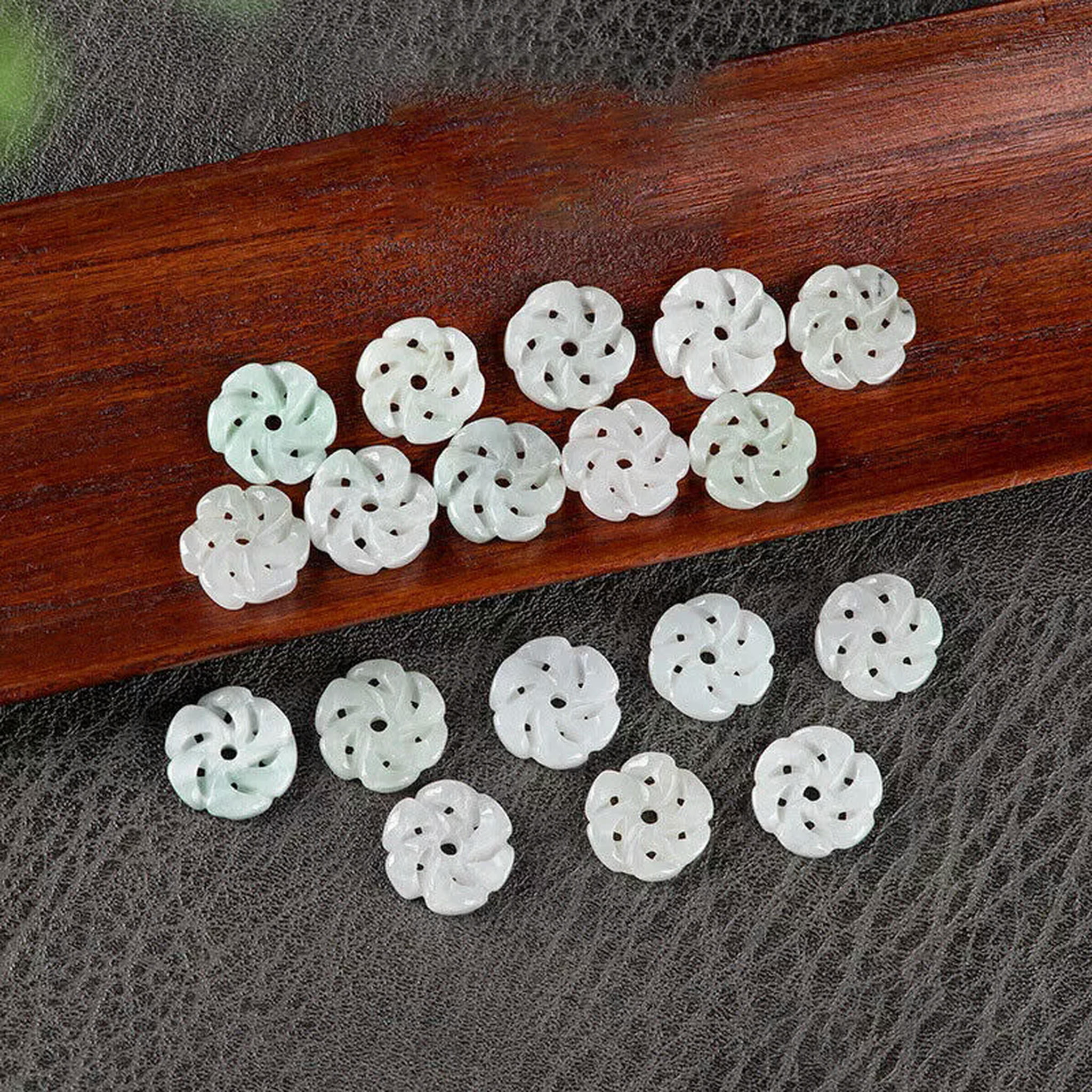 GKNET 20PCS Natural Grade A Jade Jadeite Bead DIY Plum Flower Loose ...