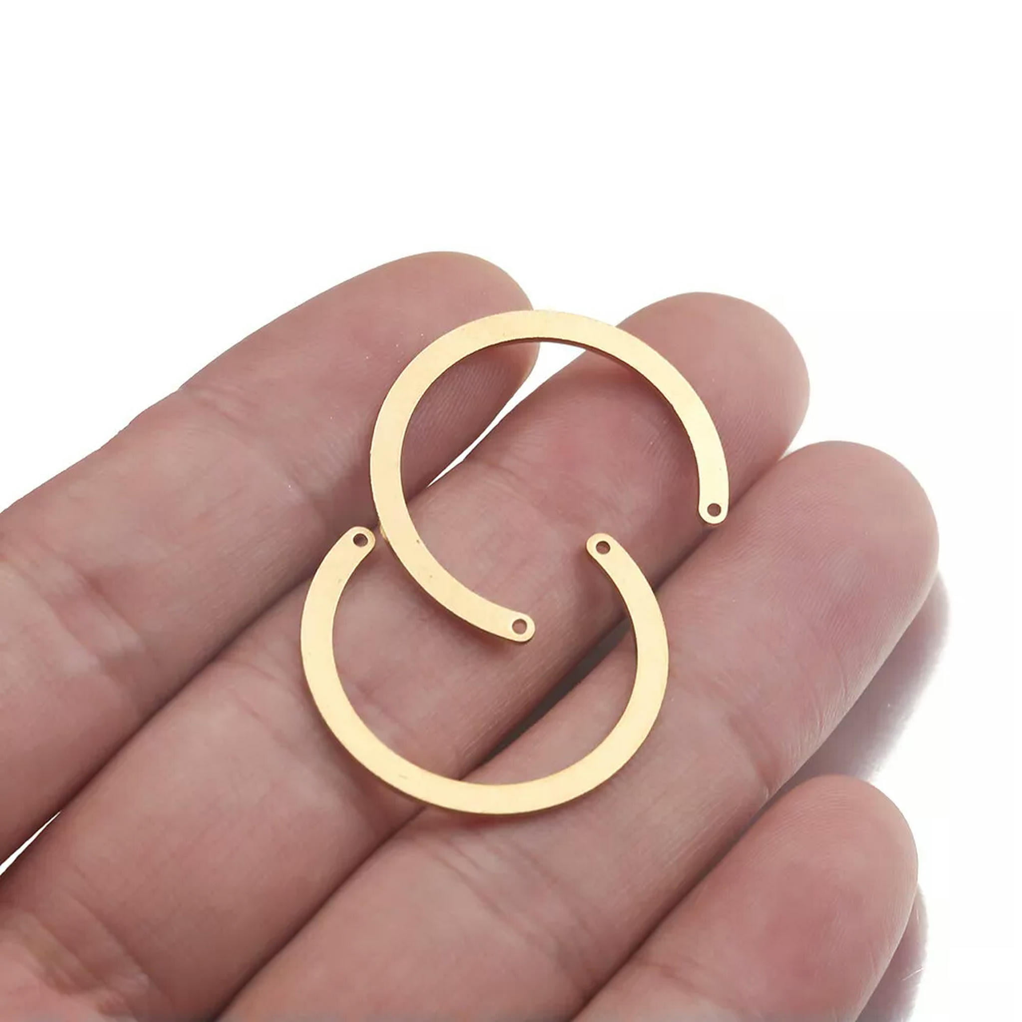 GKNET 20X Brass Curved Bar Double Top Loop Half Circle Connector For ...