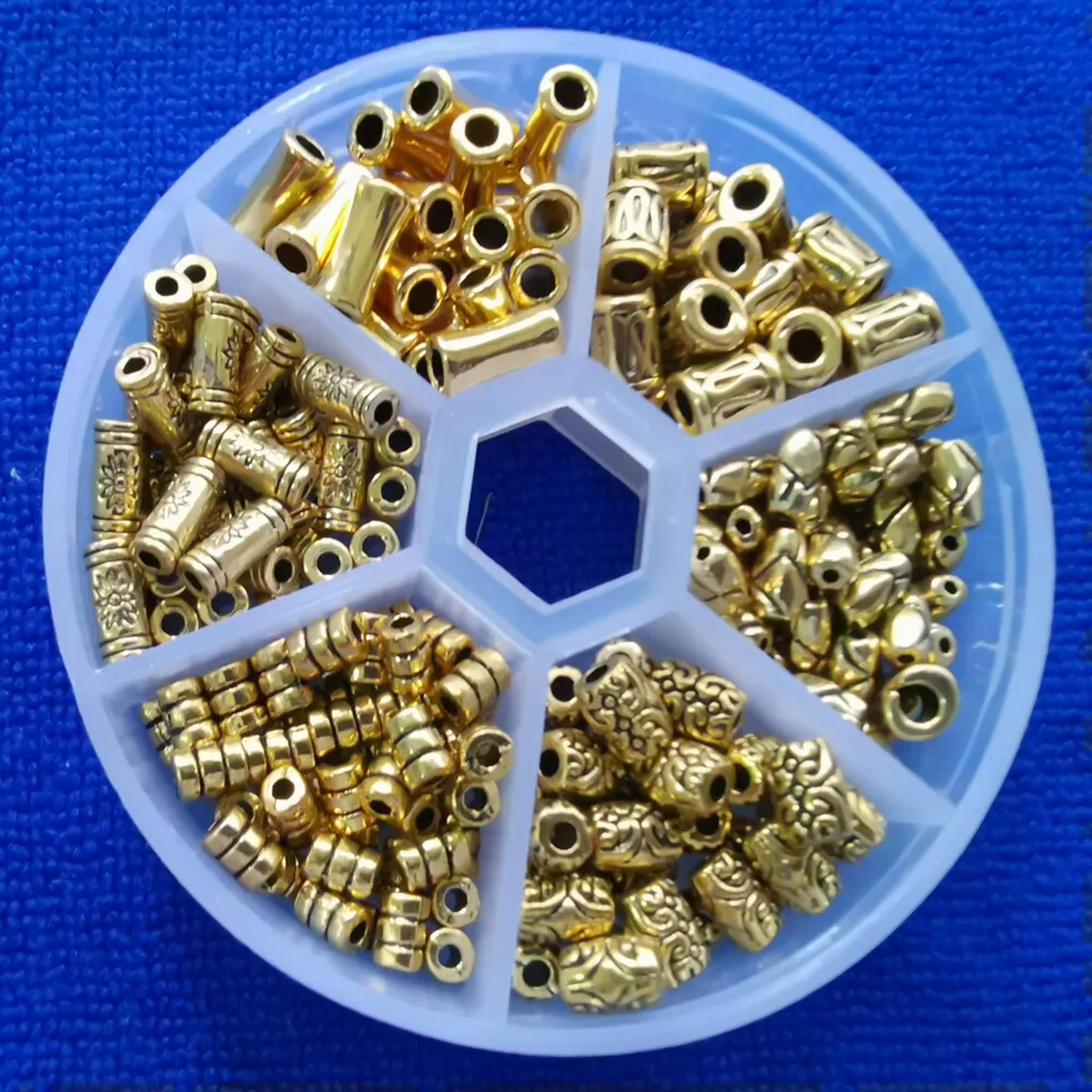 GKNET 220PCS/Box Antiqued Gold Metal Tube Spacer Beads for Delicate ...