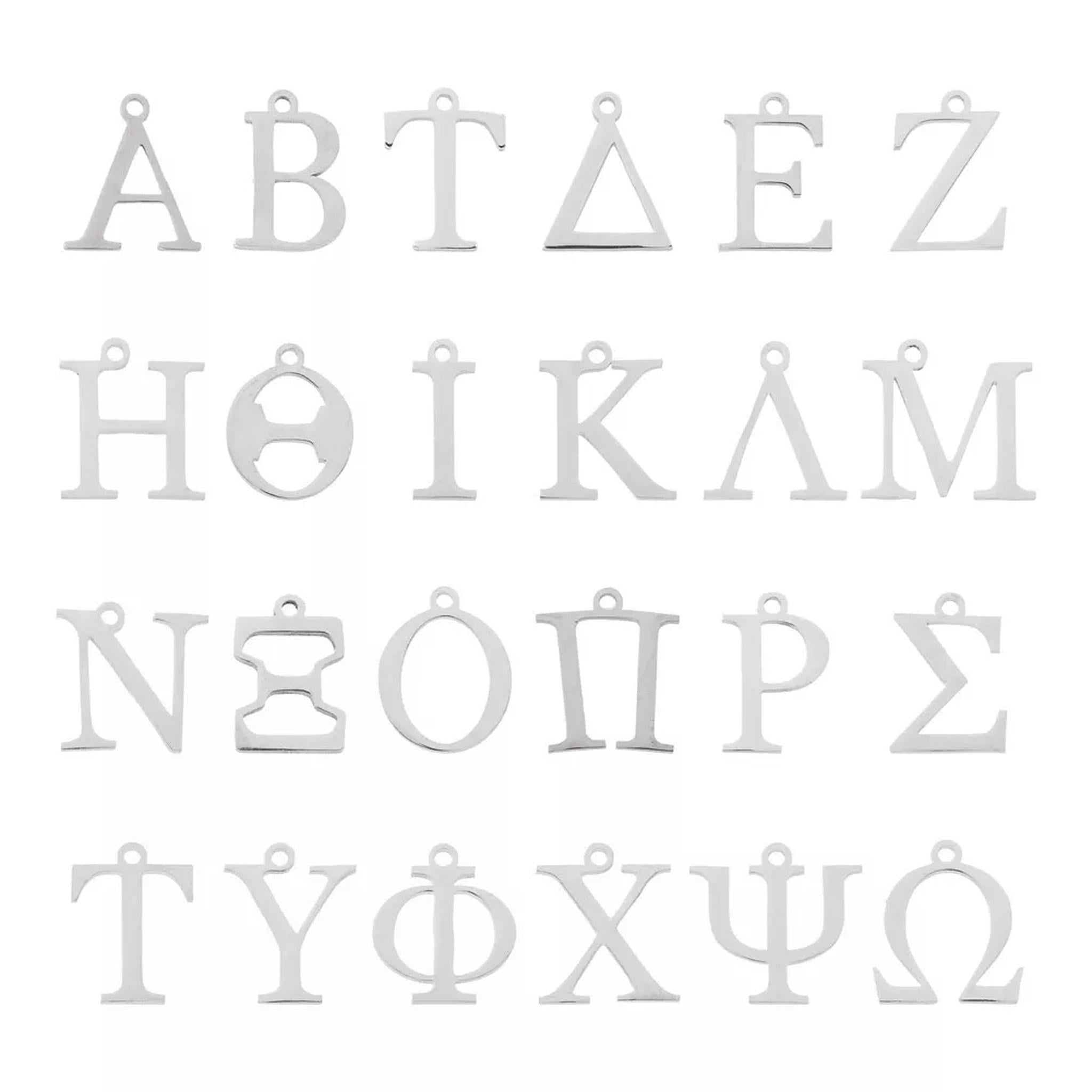 GKNET 24Pcs Stainless Steel Charms Greek Alphabet Letter A-Z Pendants ...