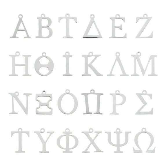 GKNET 24Pcs Stainless Steel Charms Greek Alphabet Letter A-Z Pendants ...