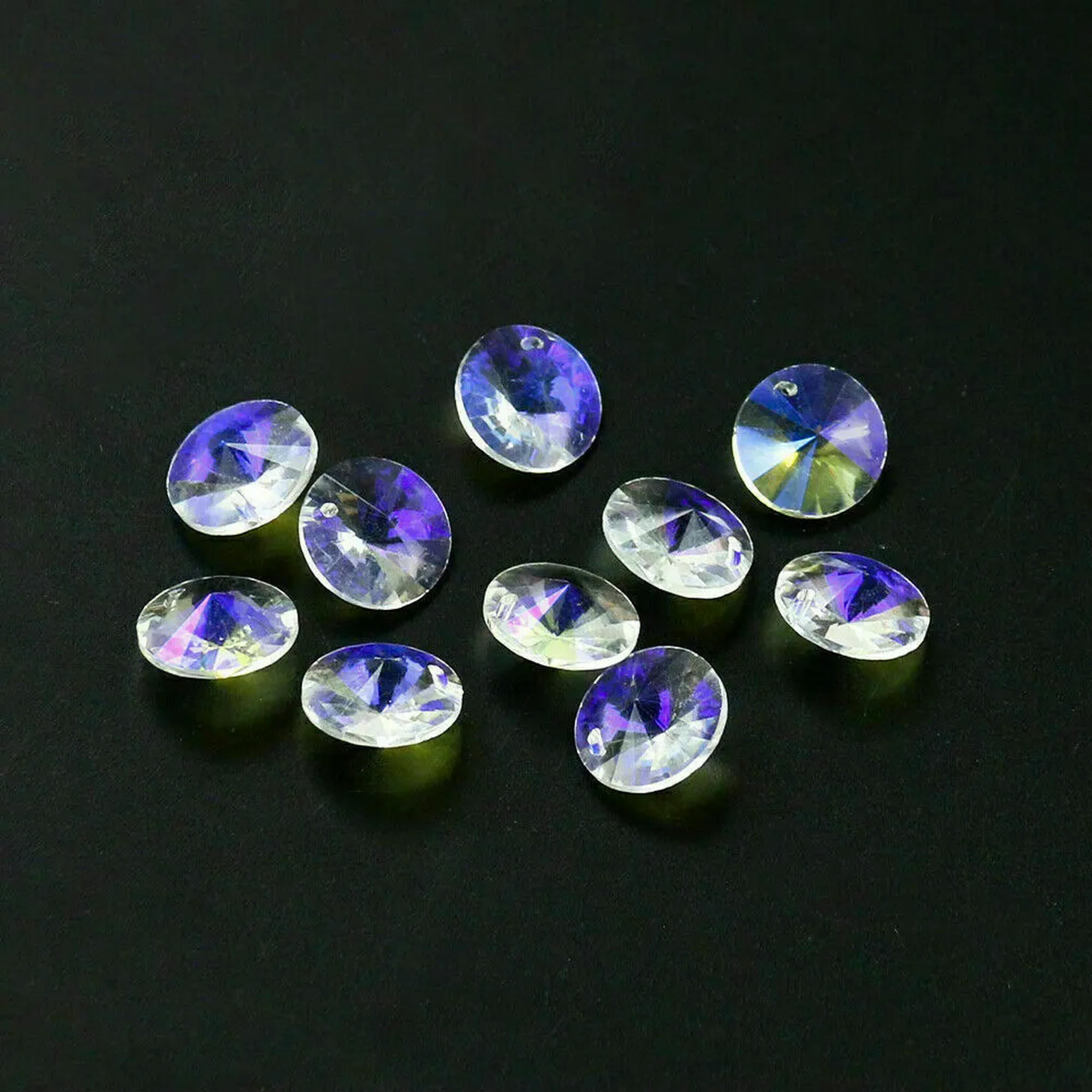 GKNET 30PC AB Aurora UFO Bead Crystal Disc Pendant Prism Hanging ...