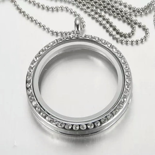 GKNET 30mm Living Memory Floating Charms Glass Locket Pendant Necklace ...