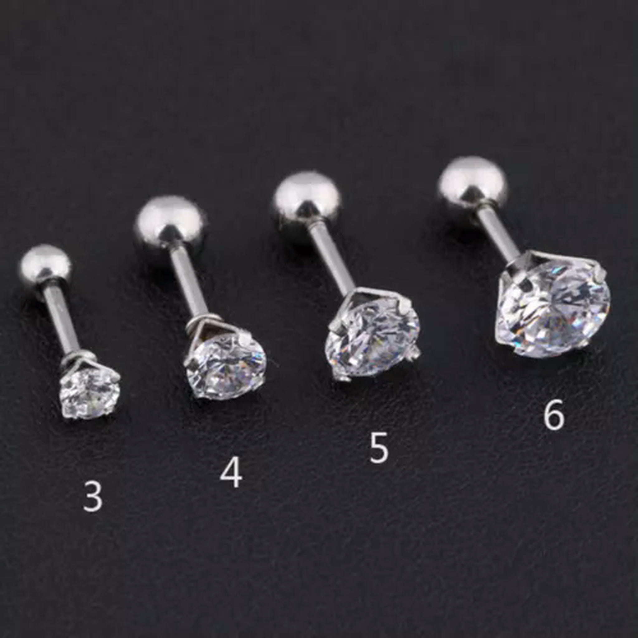 GKNET 3x Surgical Steel Gem Earartilage Piercing Barbell Helix Stud ...