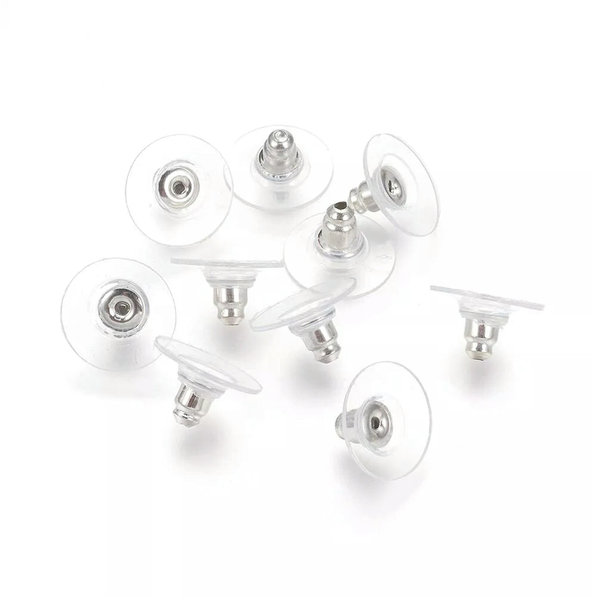 GKNET 50PCS Brass Earnuts with Plastic Platinum 11x11x7mm Bullet Clutch ...