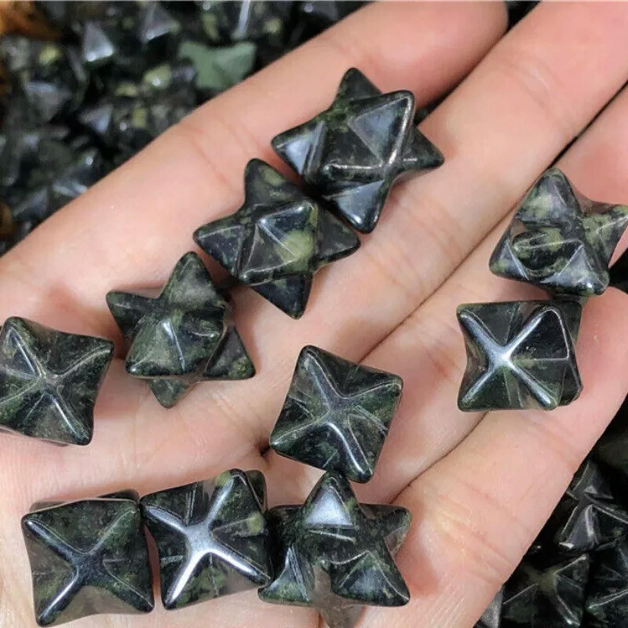 GKNET 50pcs Natural Kambaba Japer Stone Mini Merkaba Star Carved ...