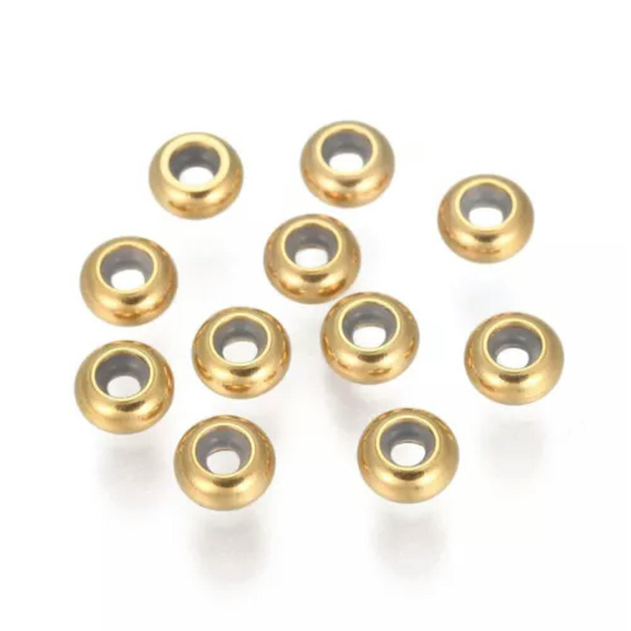 GKNET 50pcs Stainless Steel Bead Stopper Beads with Rubber Inside ...