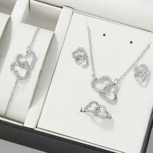 GKNET 5PCS/Set Heart Shaped Delicate Jewelry For Women Elegance ...