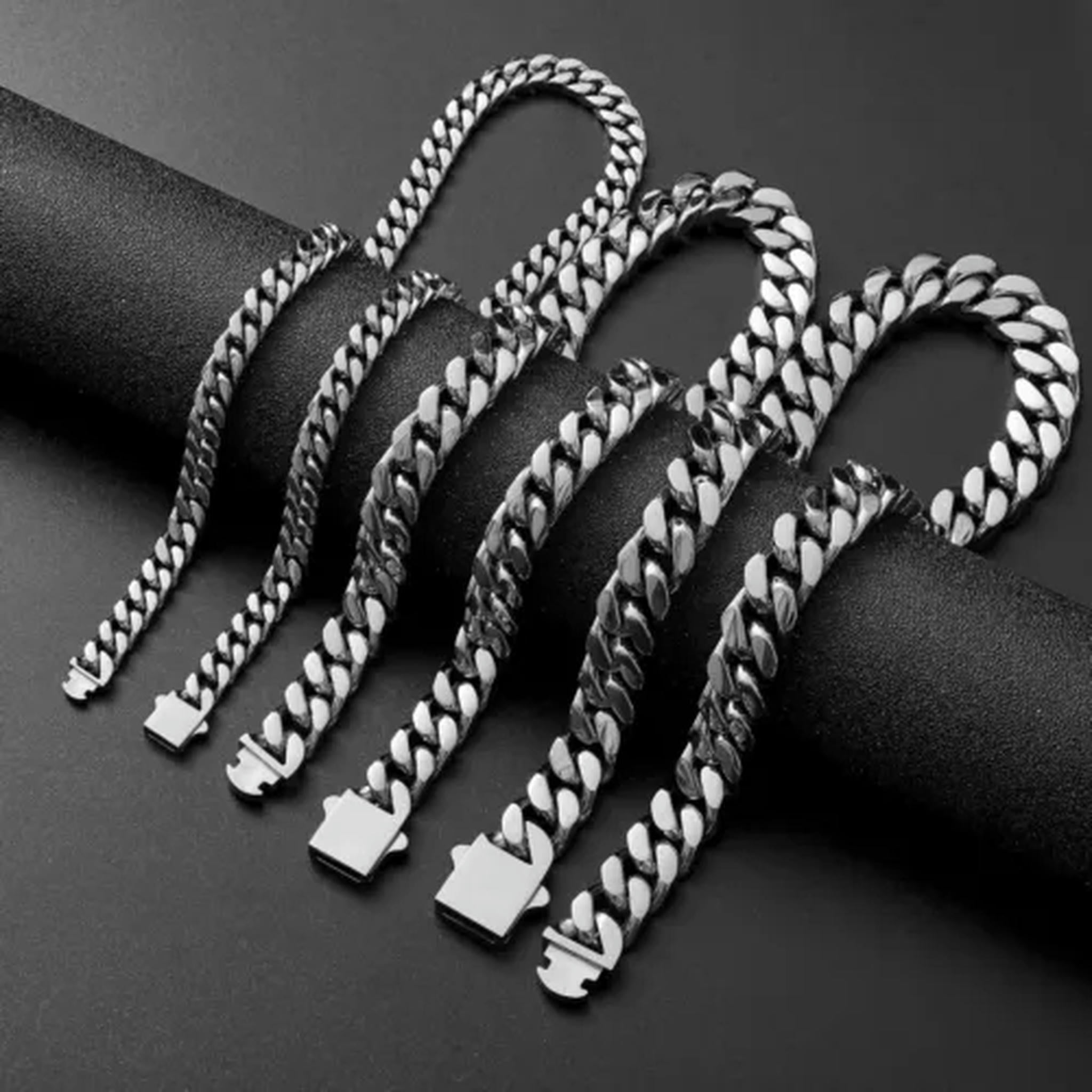 GKNET 5mm-15mm Punk Stainless Steel Cuban Link Chain Titanium Steel ...