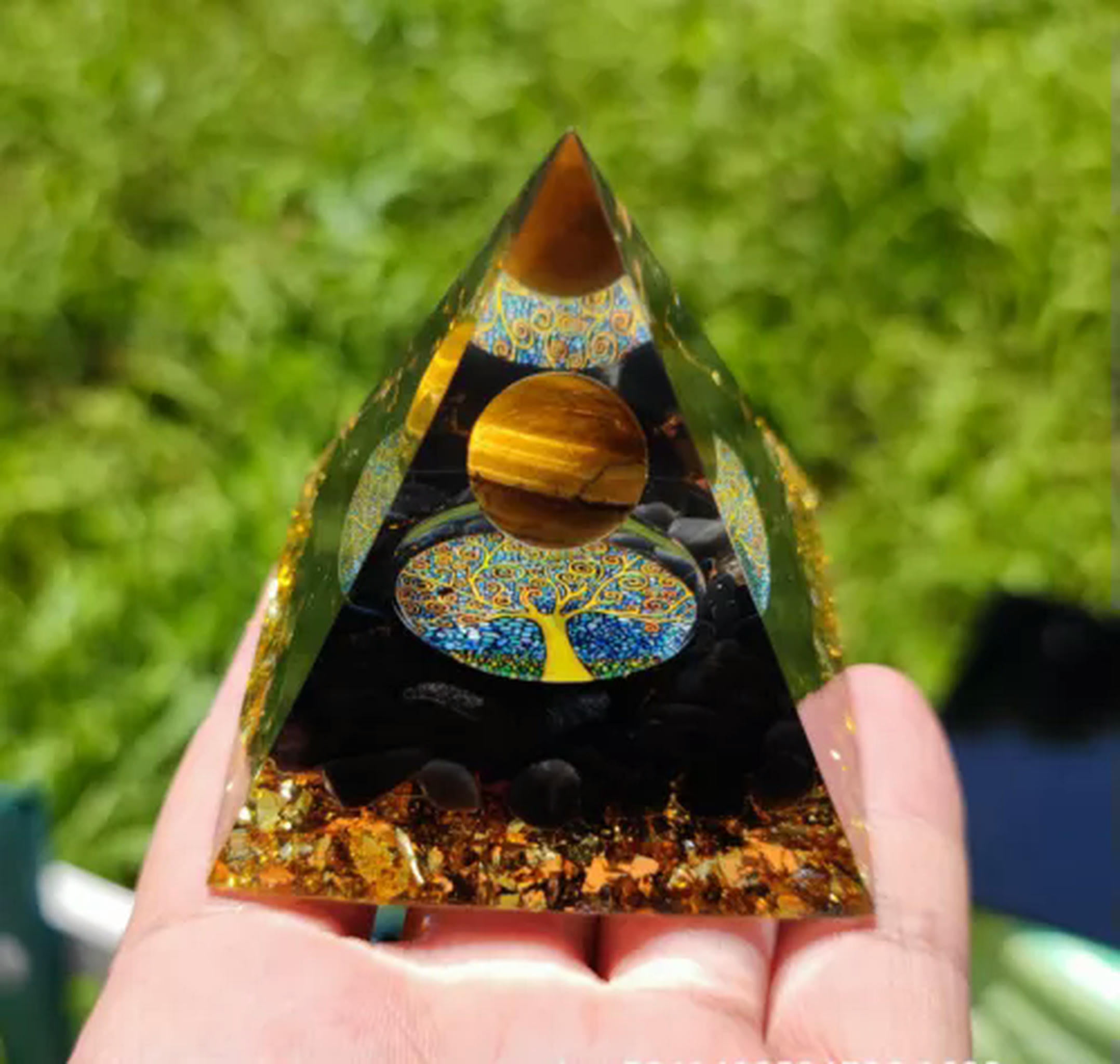 GKNET 6CM Amethyst Crystal Sphere Orgonite Pyramid Obsidian Chakra ...