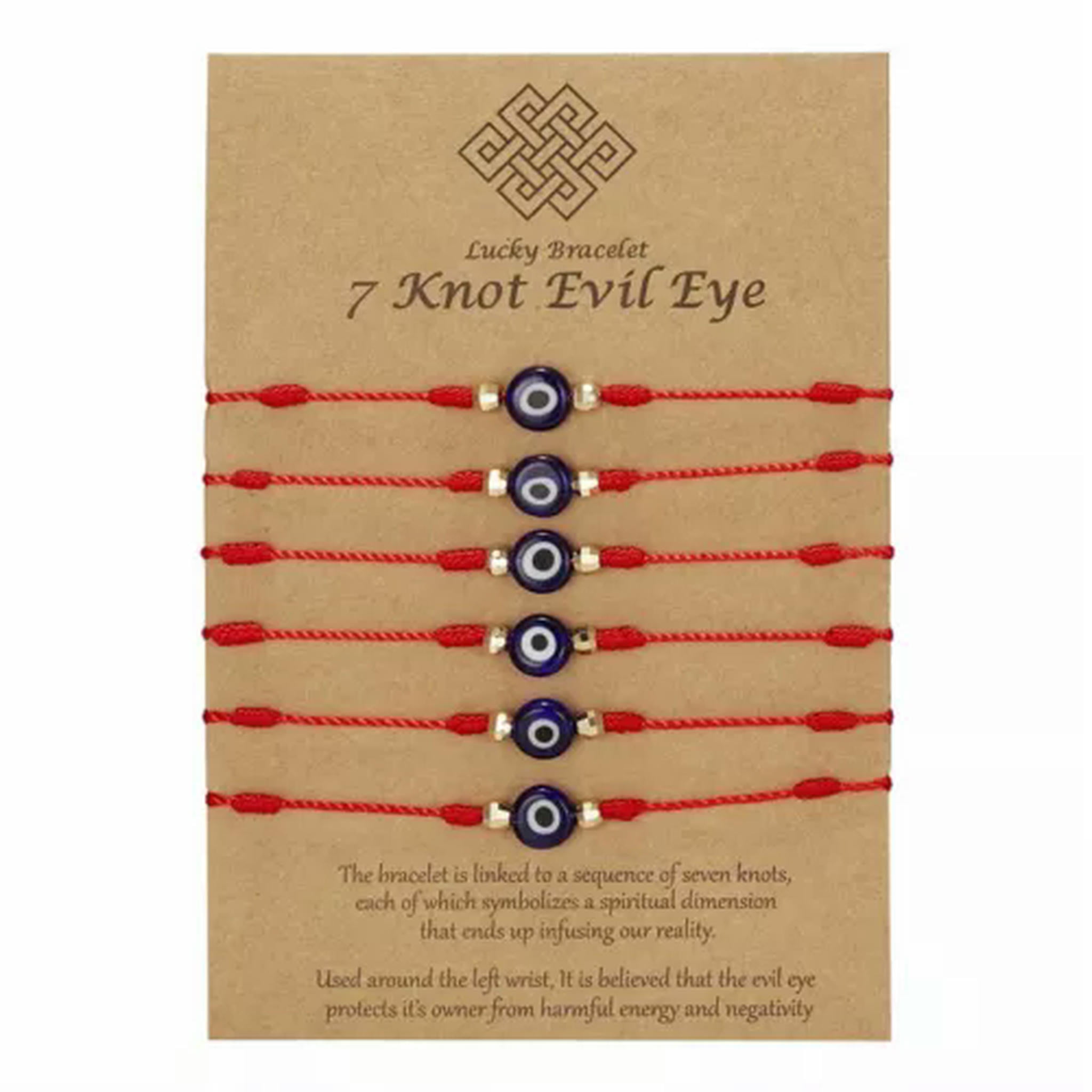 GKNET 6Pcs/set Turkish Hamsa Lucky Evil Eye Bracelet 7 Knots Protection ...