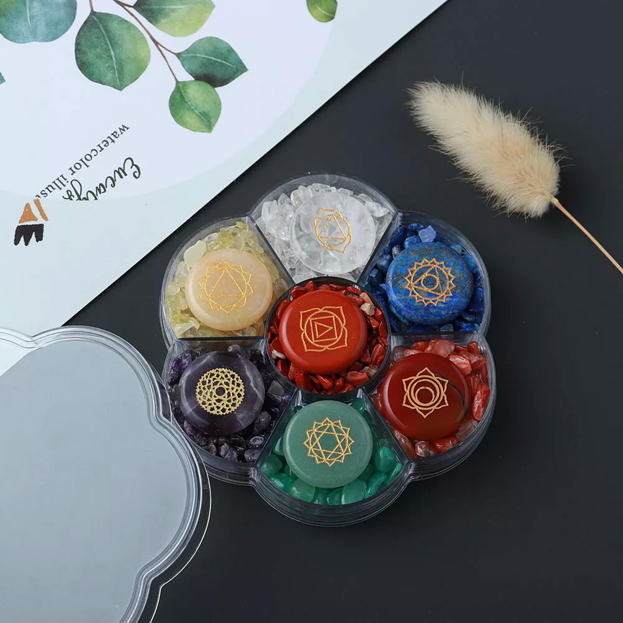 GKNET 7x Engraved Chakra Energy Healing Crystal Reiki Meditation Kit ...