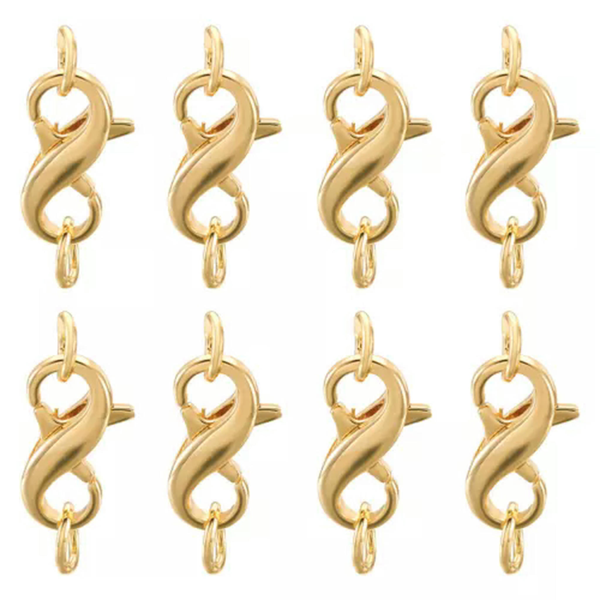 GKNET 8pcs Double Opening Lobster Claw Clasps with Rings Connector ...