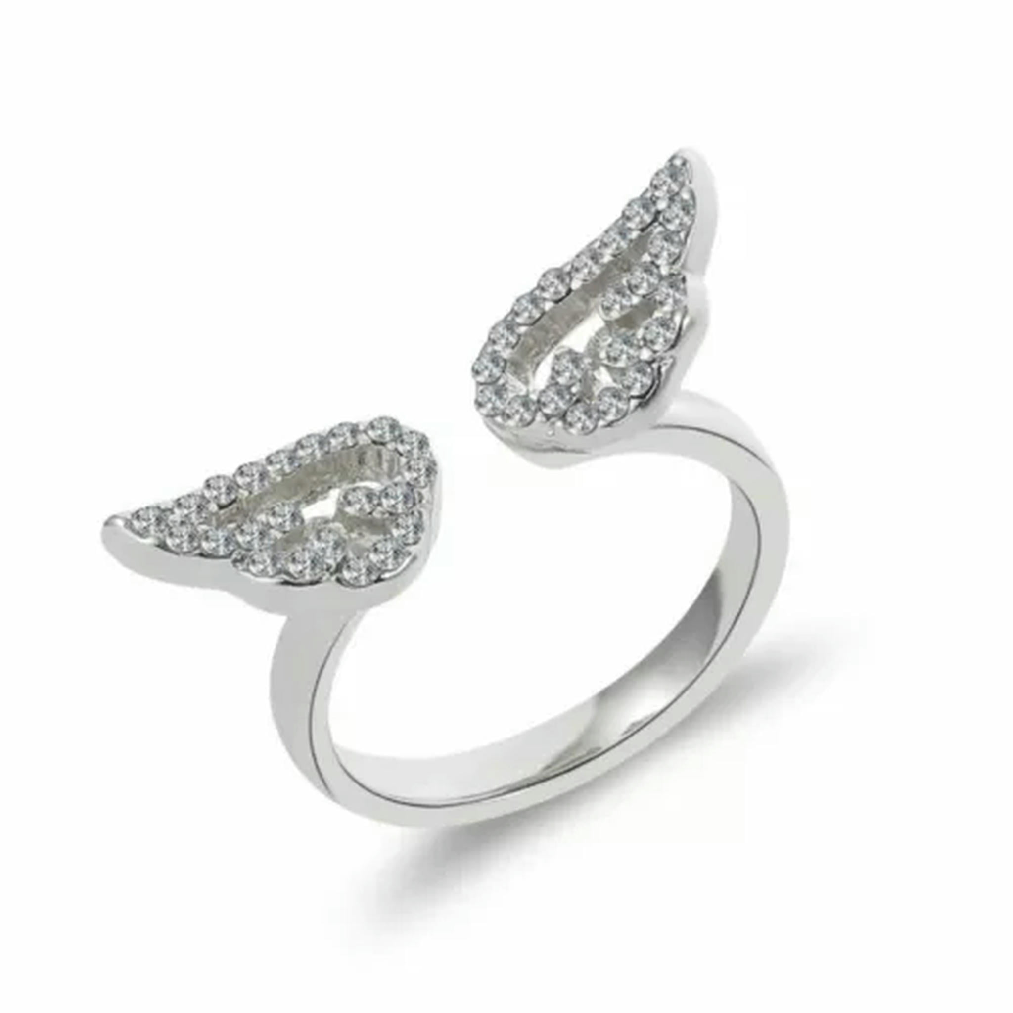 GKNET 925 Silver Gold Zircon Ring Adjustable Leaf Finger Ring Womens ...