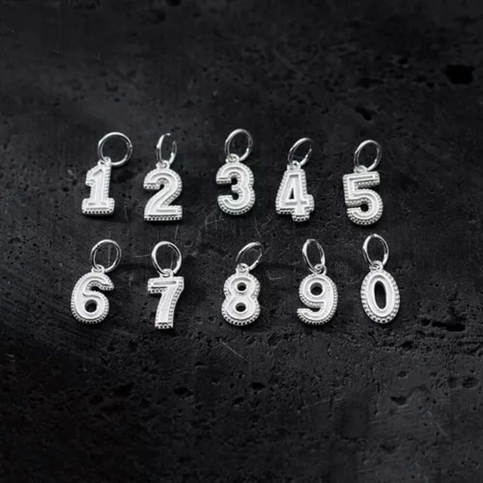 GKNET 925 Sterling Silver Digital Number Dangle Charm A2659-Silver-3pcs ...