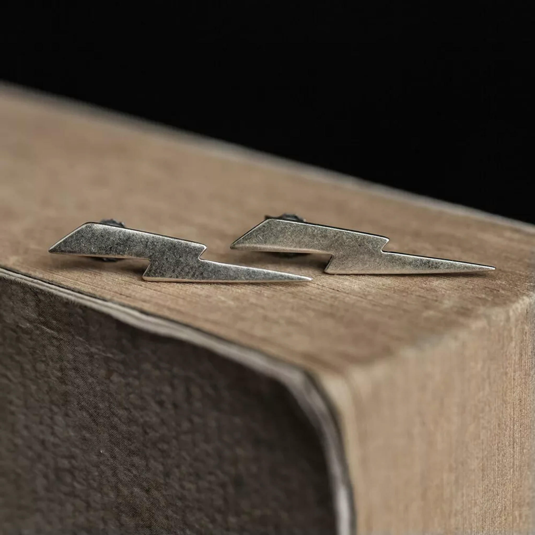 GKNET 925 Sterling Silver Lightning Bolt Ear Studs Earrings Vintage ...