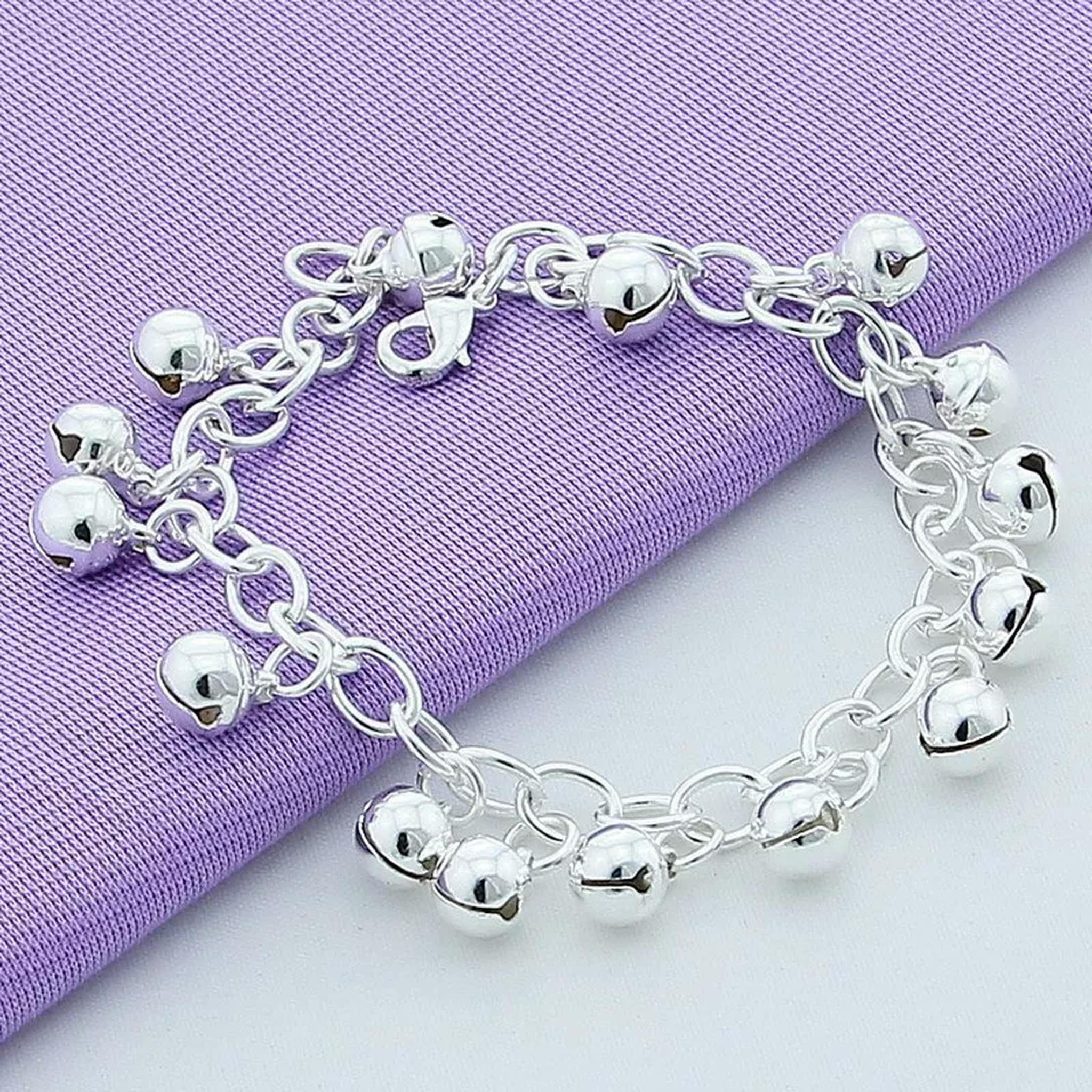 GKNET 925 silver filled charm bracelet women fashion silver bracelet jewelry - Walmart.com