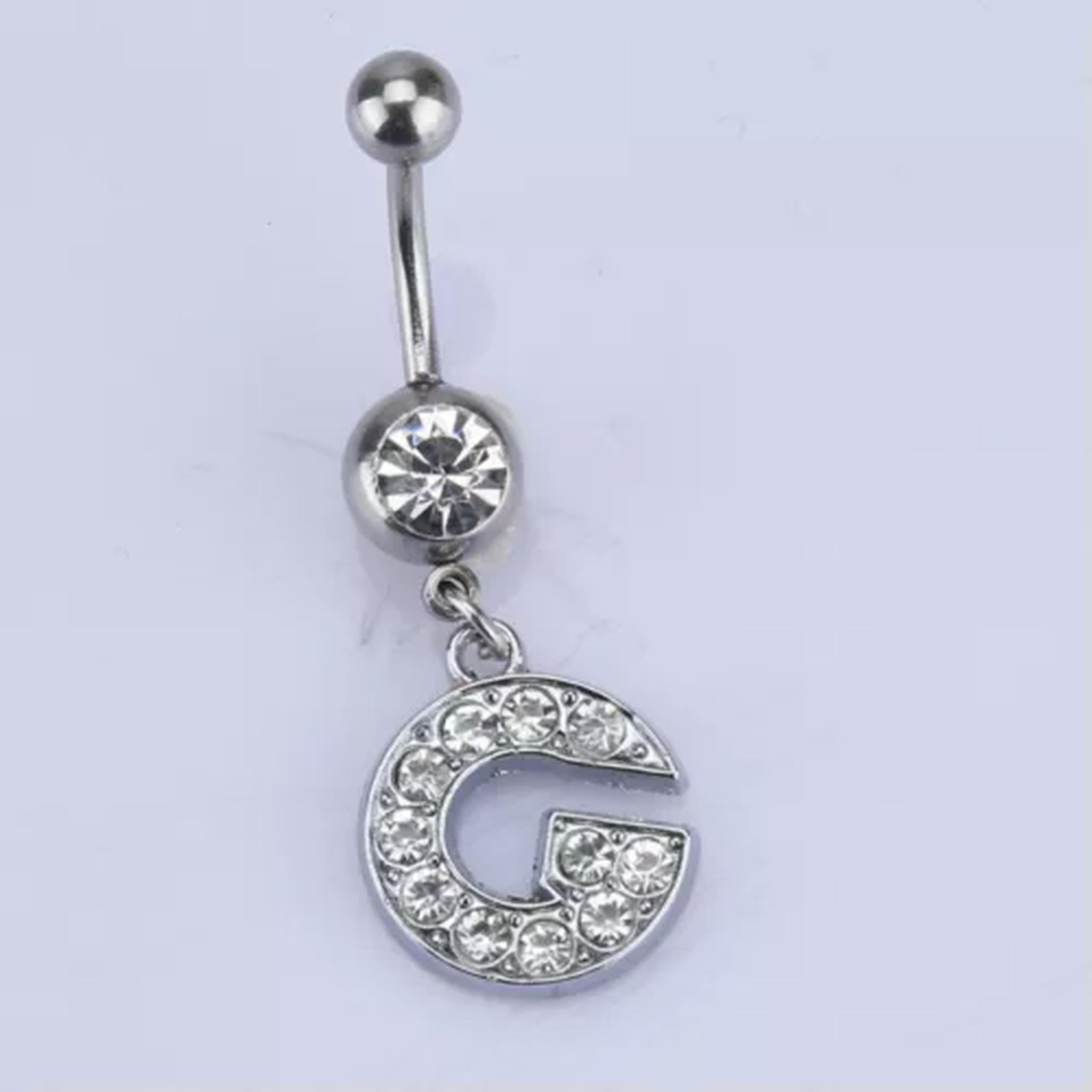 GKNET A-U Alphabet Anti-allergic Charm Navel Belly Button Ring Body ...