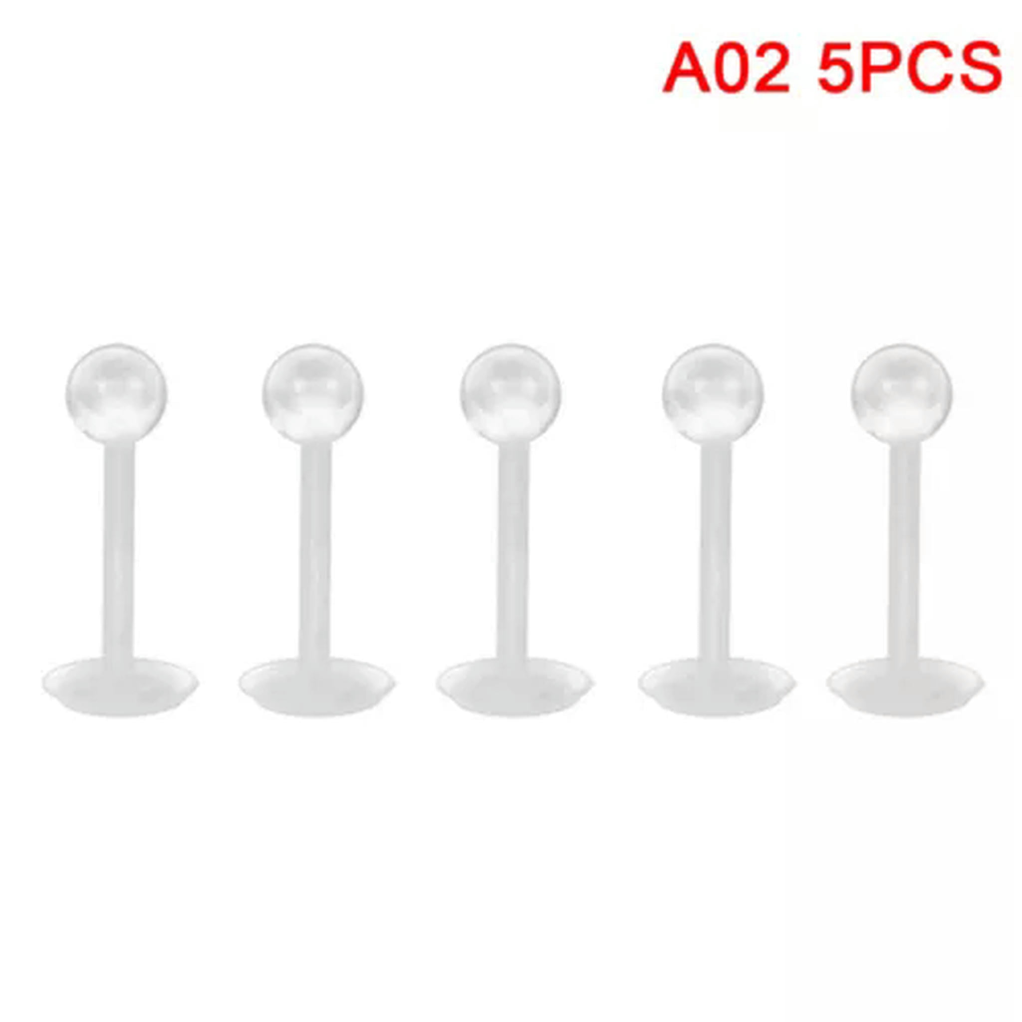 GKNET Acrylic Transparent Tongue Barbell Navel Ring Eyebrow Nose Body ...