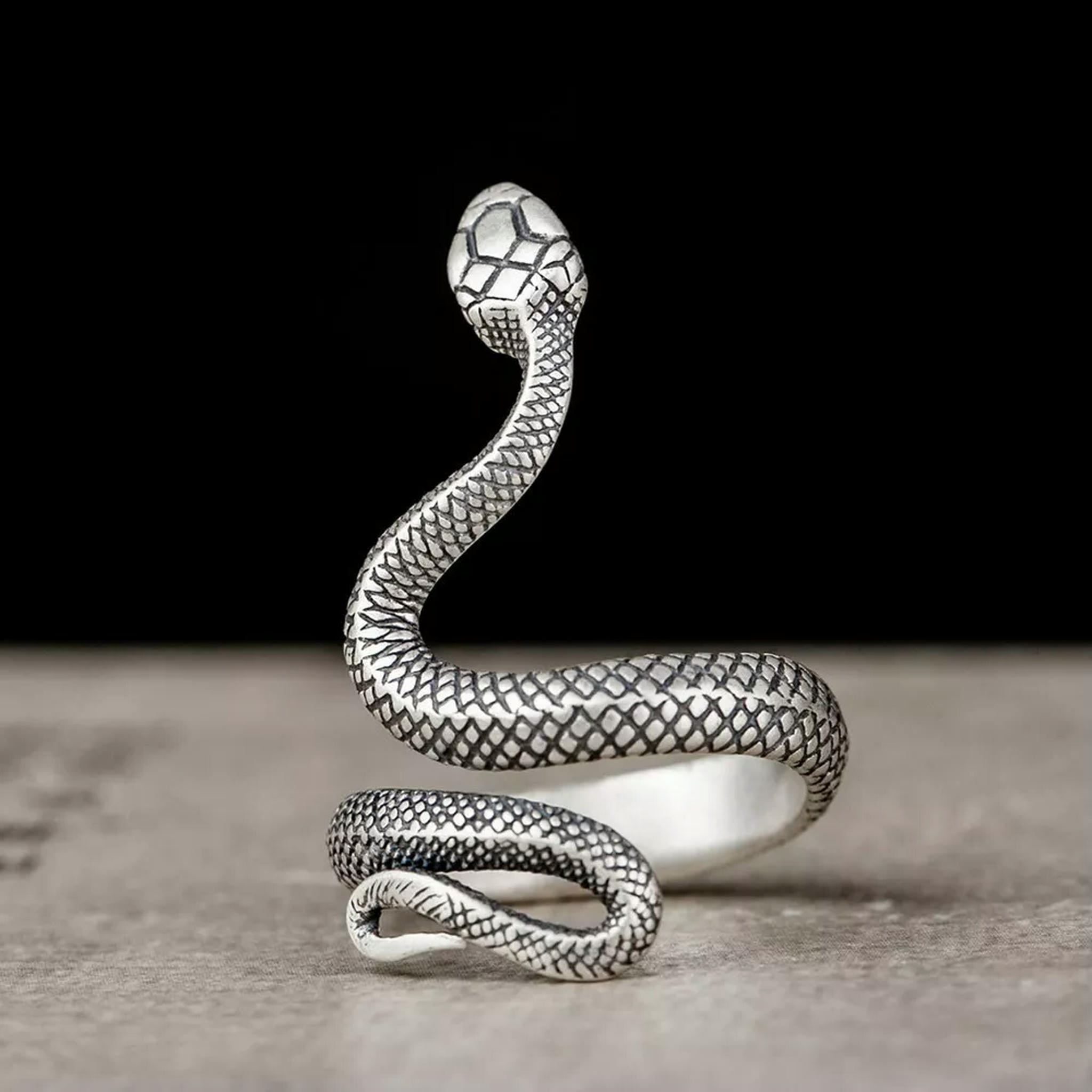 GKNET Adjustable 925 Sterling Silver Snake Serpent Wrap Open Ring Punk ...