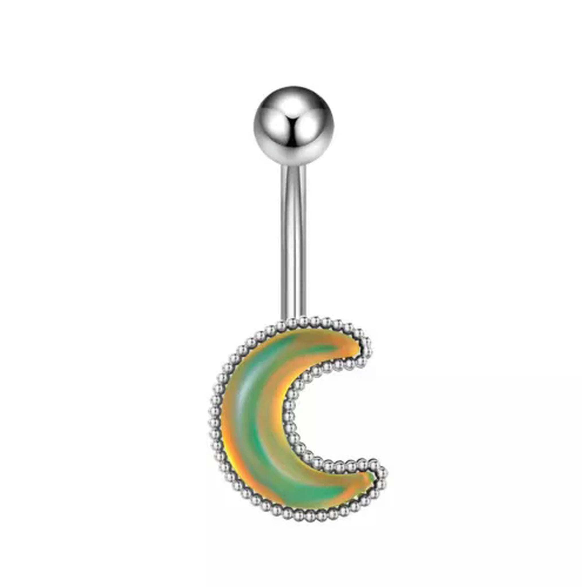 GKNET Belly Bar Navel Delicate Jewelry Geometric Belly Ring Moon Navel ...